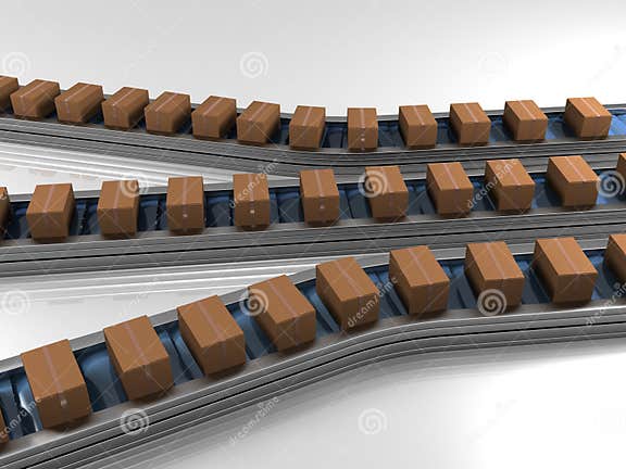 Triple Row Production Line with Boxes Stock Illustration - Illustration ...
