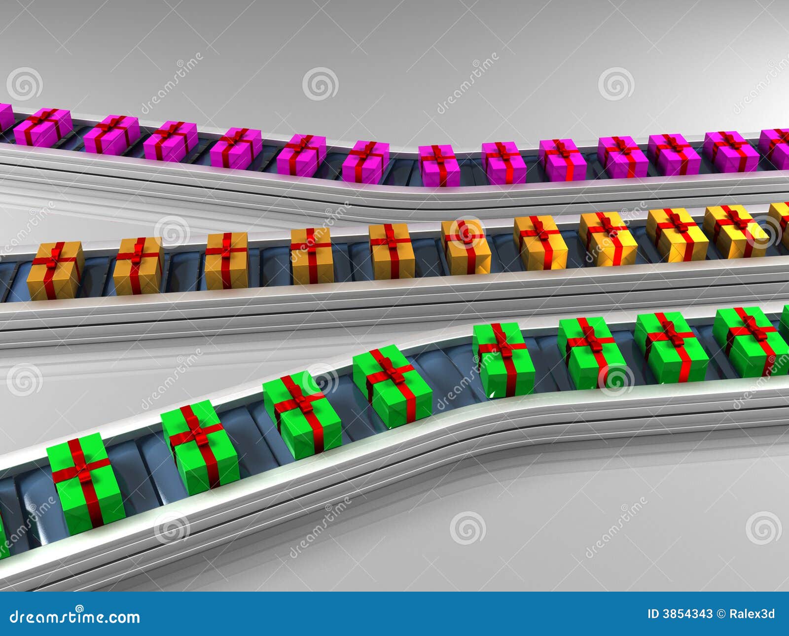 Triple Row Production Line with Gifts Stock Illustration - Illustration ...