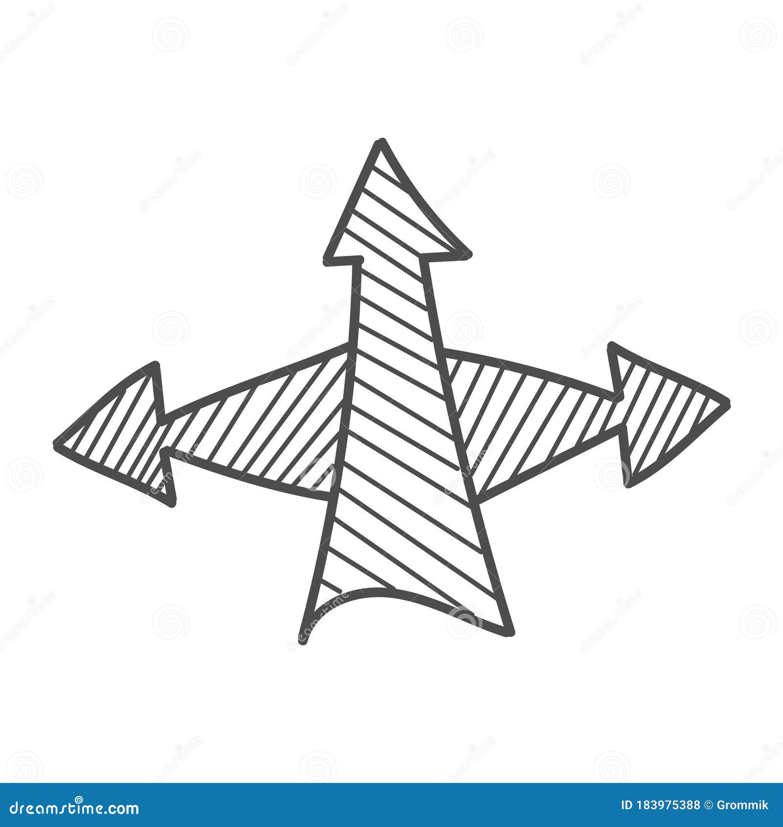 Triple Shaded Arrow in the Doodle Style. Vector Drawing for Design and ...