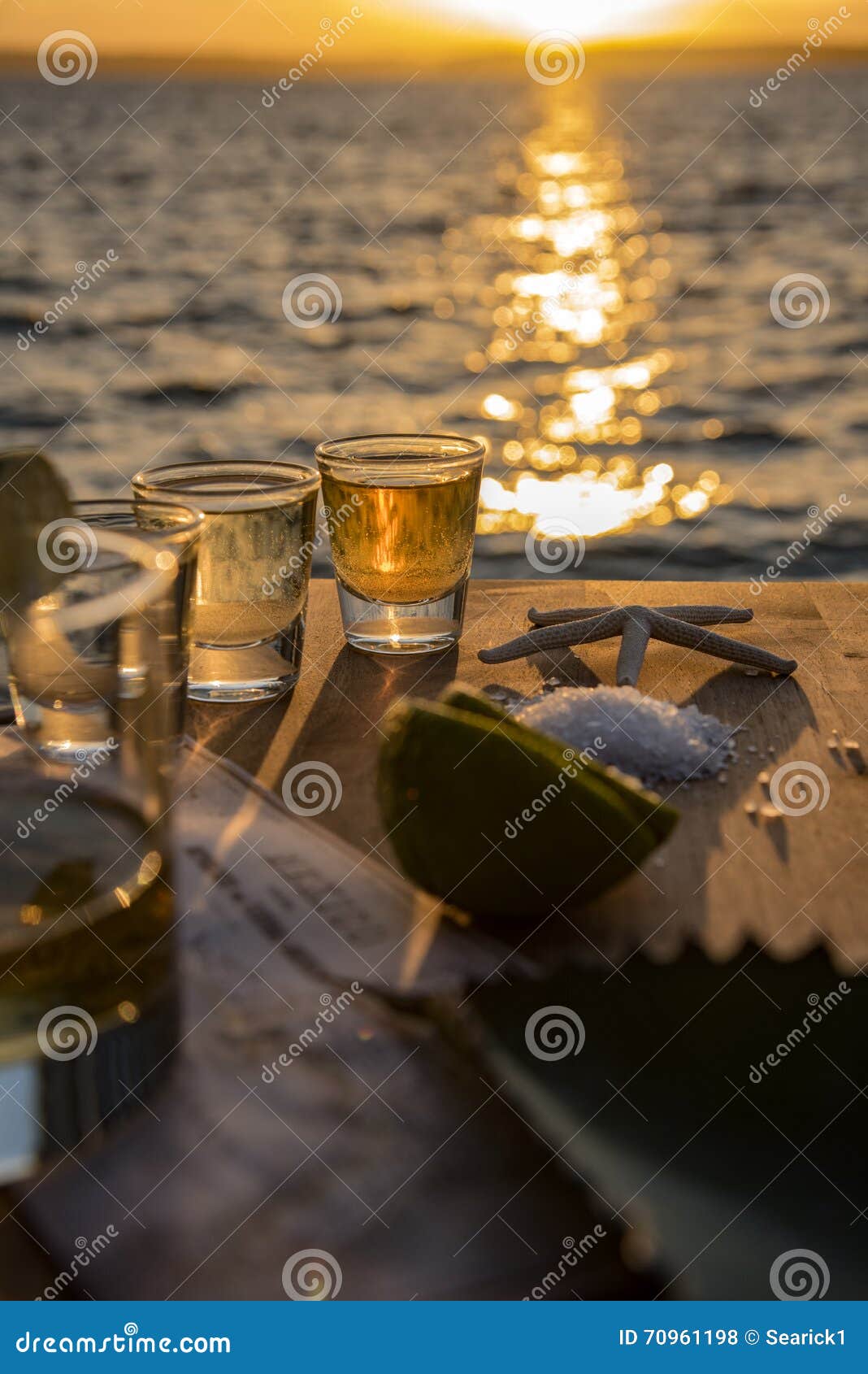 Triple Shots of Tequila by the Sea Stock Photo - Image of lime, salt ...