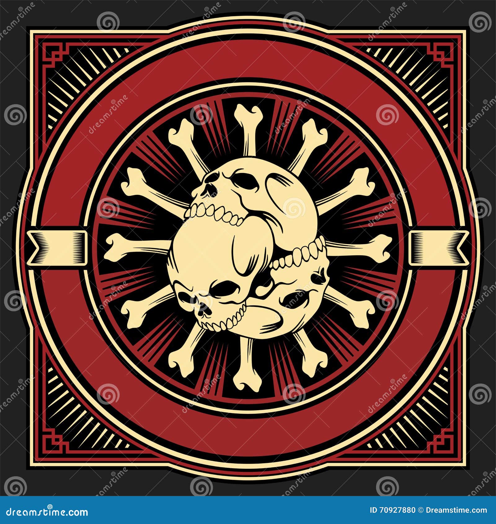 Triple skull stock illustration. Illustration of emblem - 70927880