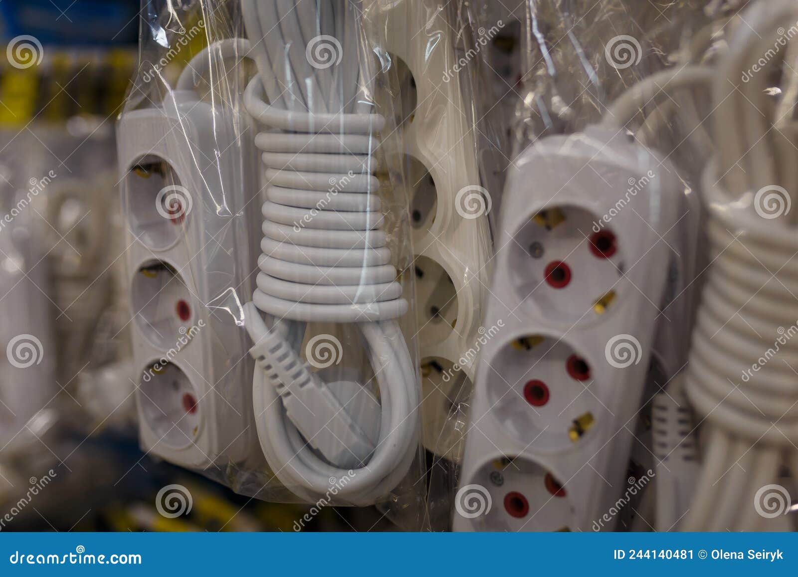A Triple Socket Extension Cord, Joint with Three Rosettes and White ...