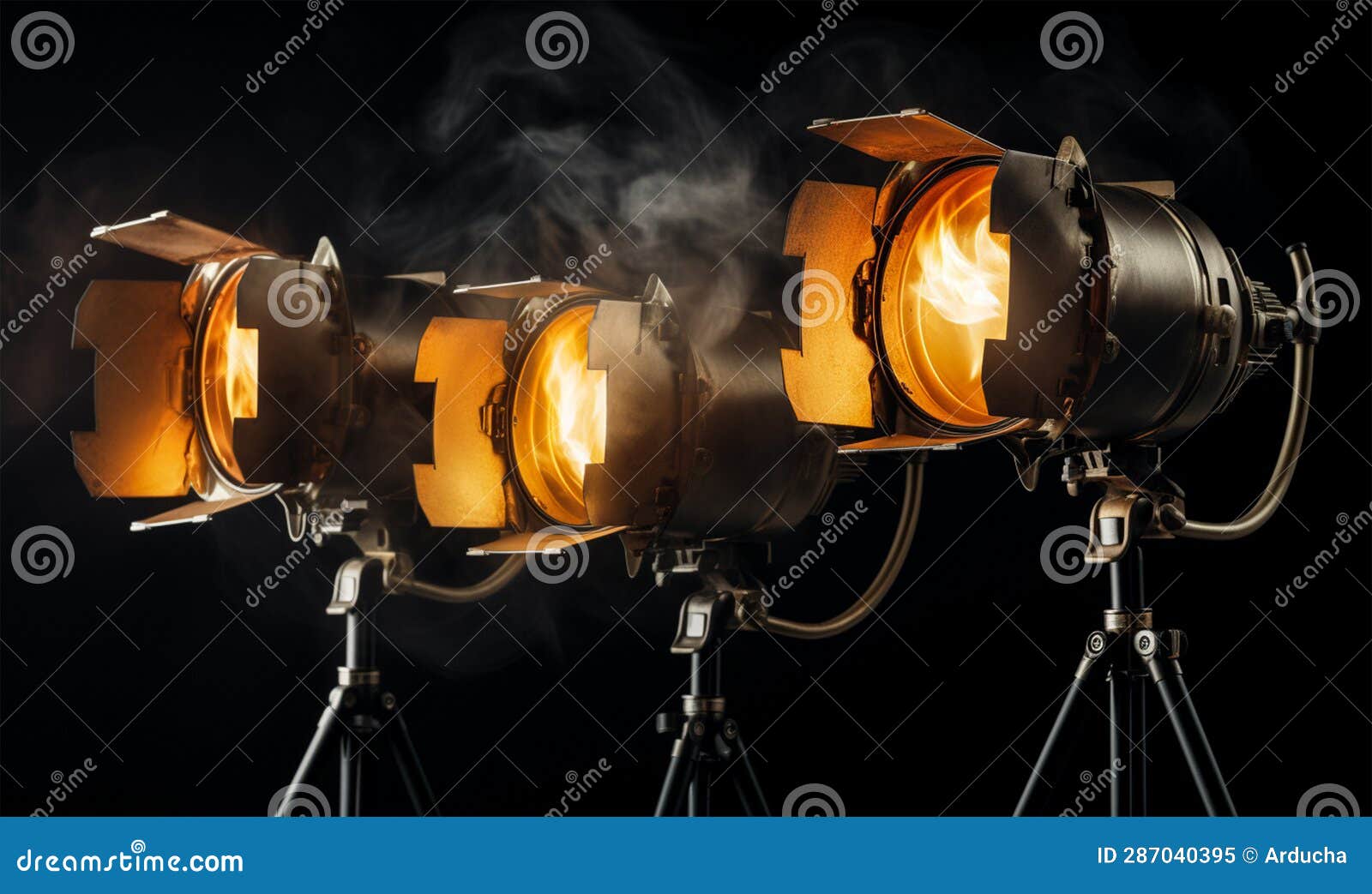 Triple Spotlight On Brick Wall, Dark Background, Texture, Brickwork ...