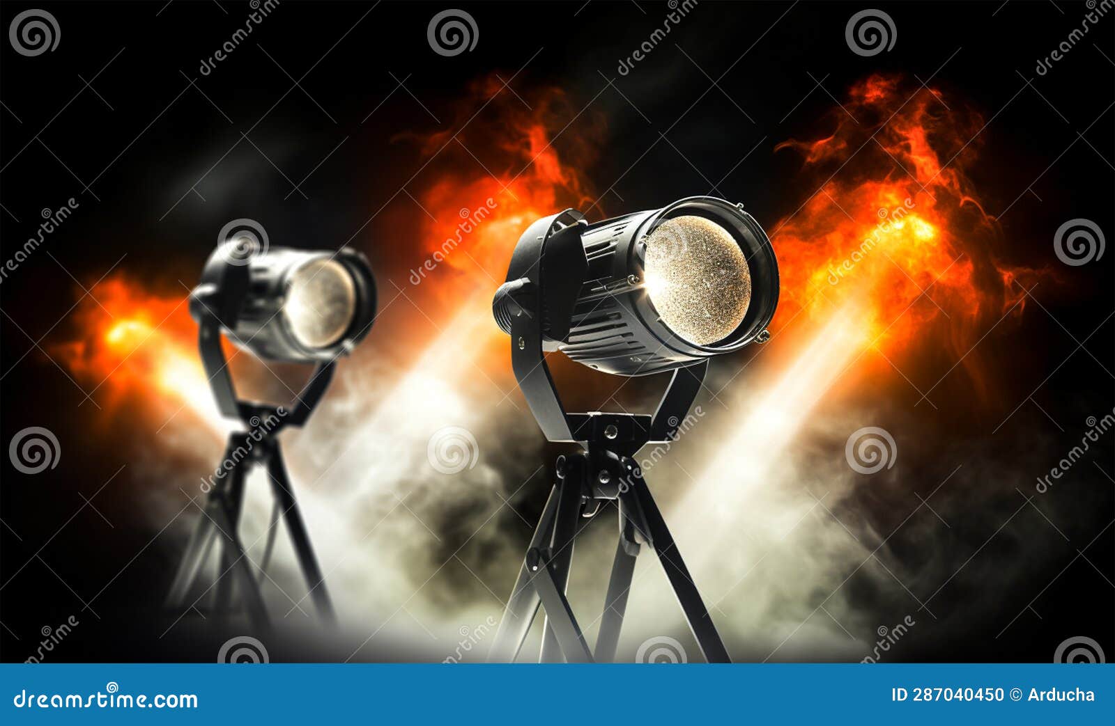 Triple Spotlight On Brick Wall, Dark Background, Texture, Brickwork ...