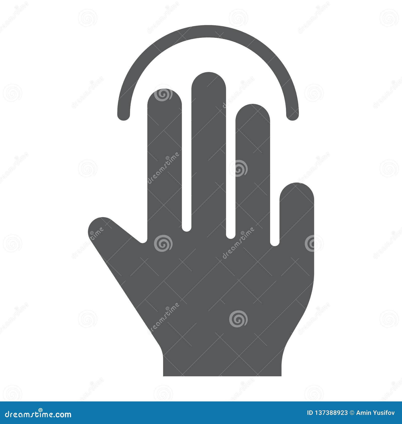 Triple Tap Glyph Icon, Gesture and Hand, Click Sign, Vector Graphics, a ...