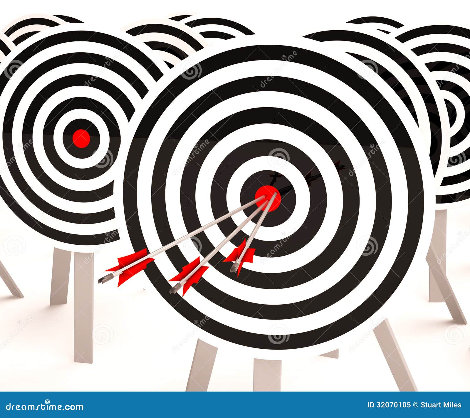 Triple Target Shows Winning Shot and Achievement Stock Illustration ...