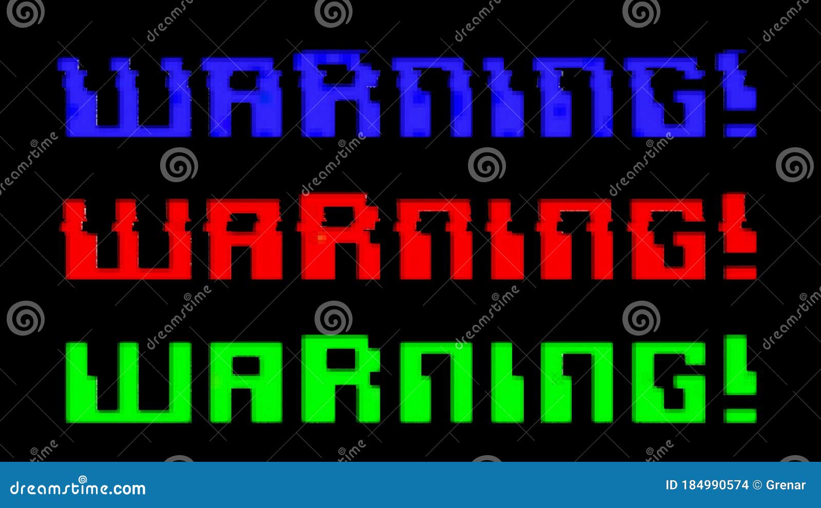 Warning RGB triple stock photo. Image of word, distorted - 184990574
