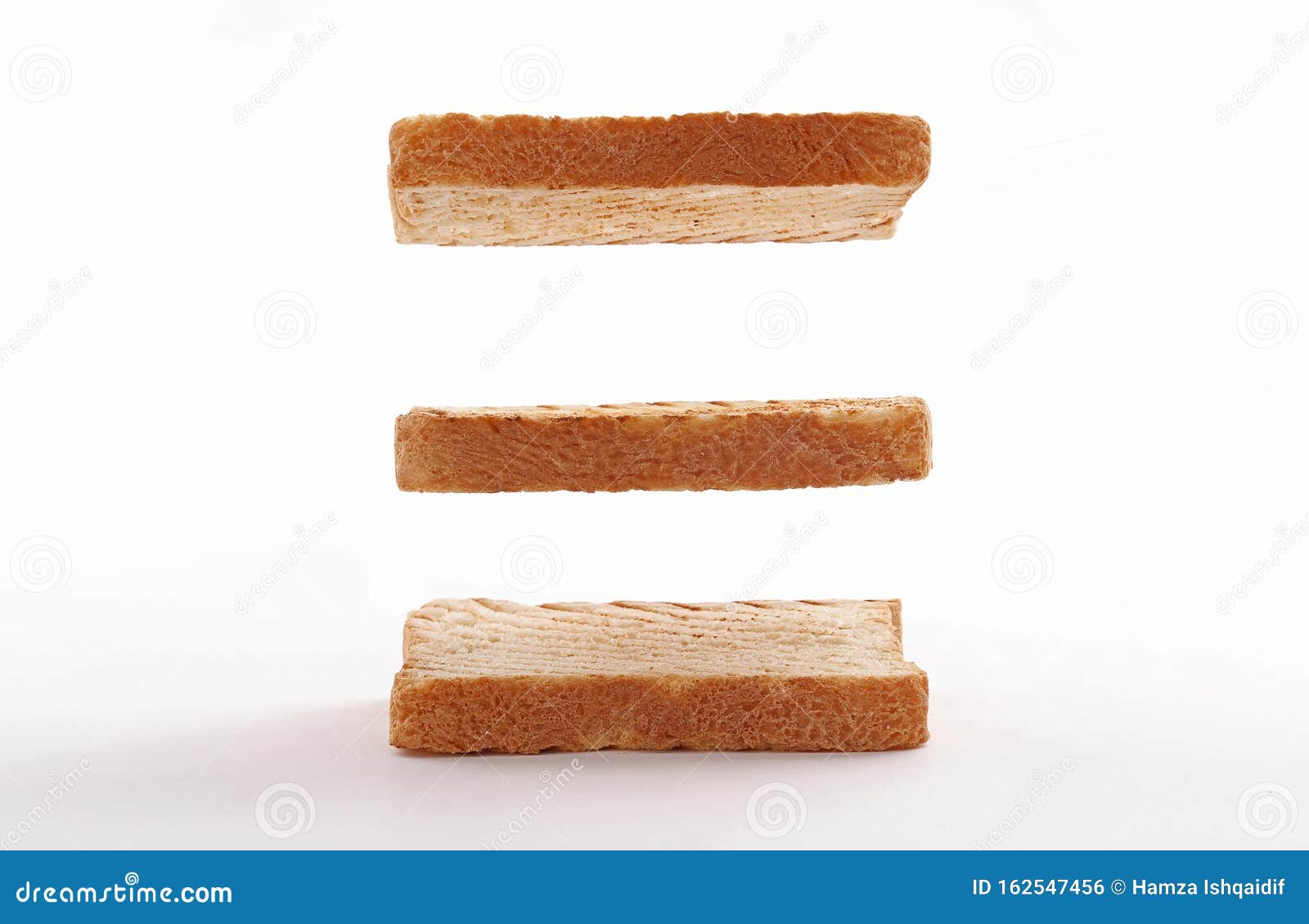 Triple Toast Bread Fly,float on White Background Stock Photo - Image of ...