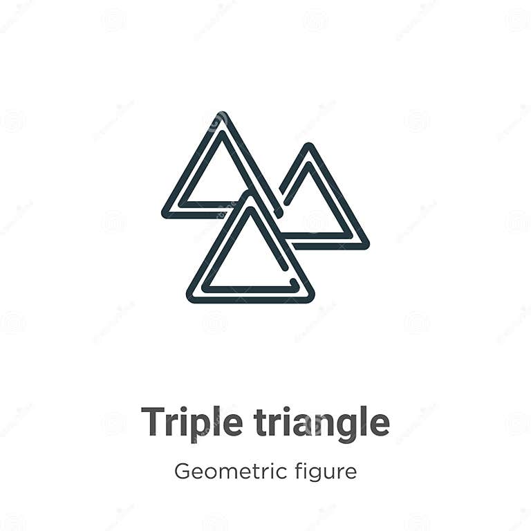 Triple Triangle Outline Vector Icon. Thin Line Black Triple Triangle ...