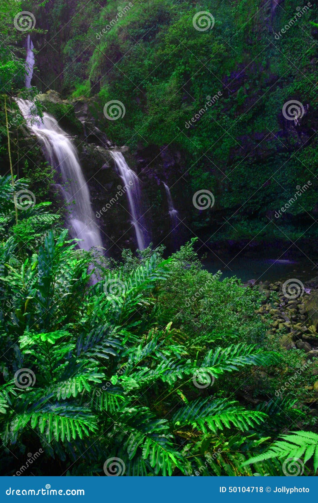 Triple Waterfall stock photo. Image of park, beauty, mauii - 50104718