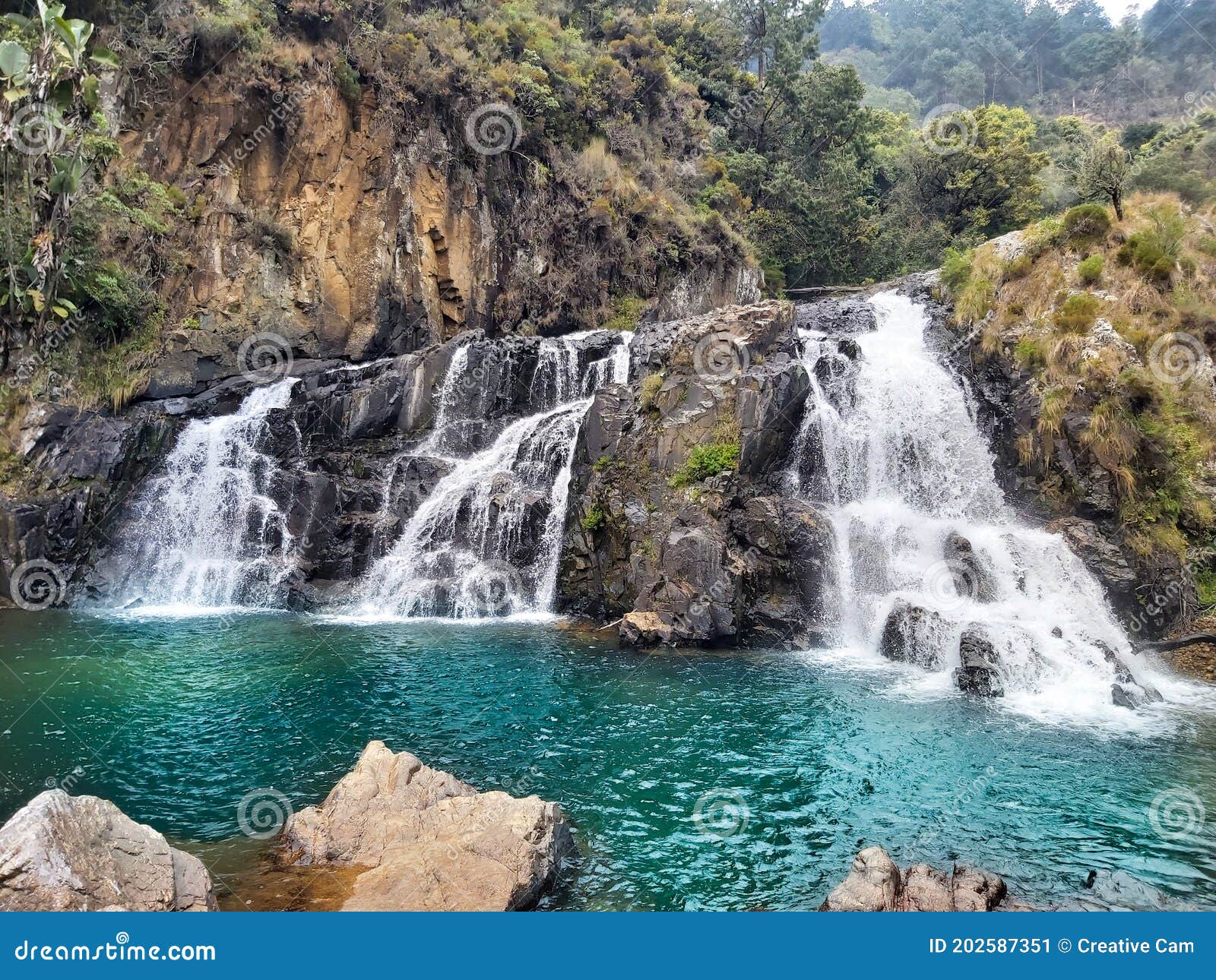 Triple waterfall stock image. Image of rapid, nature - 202587351