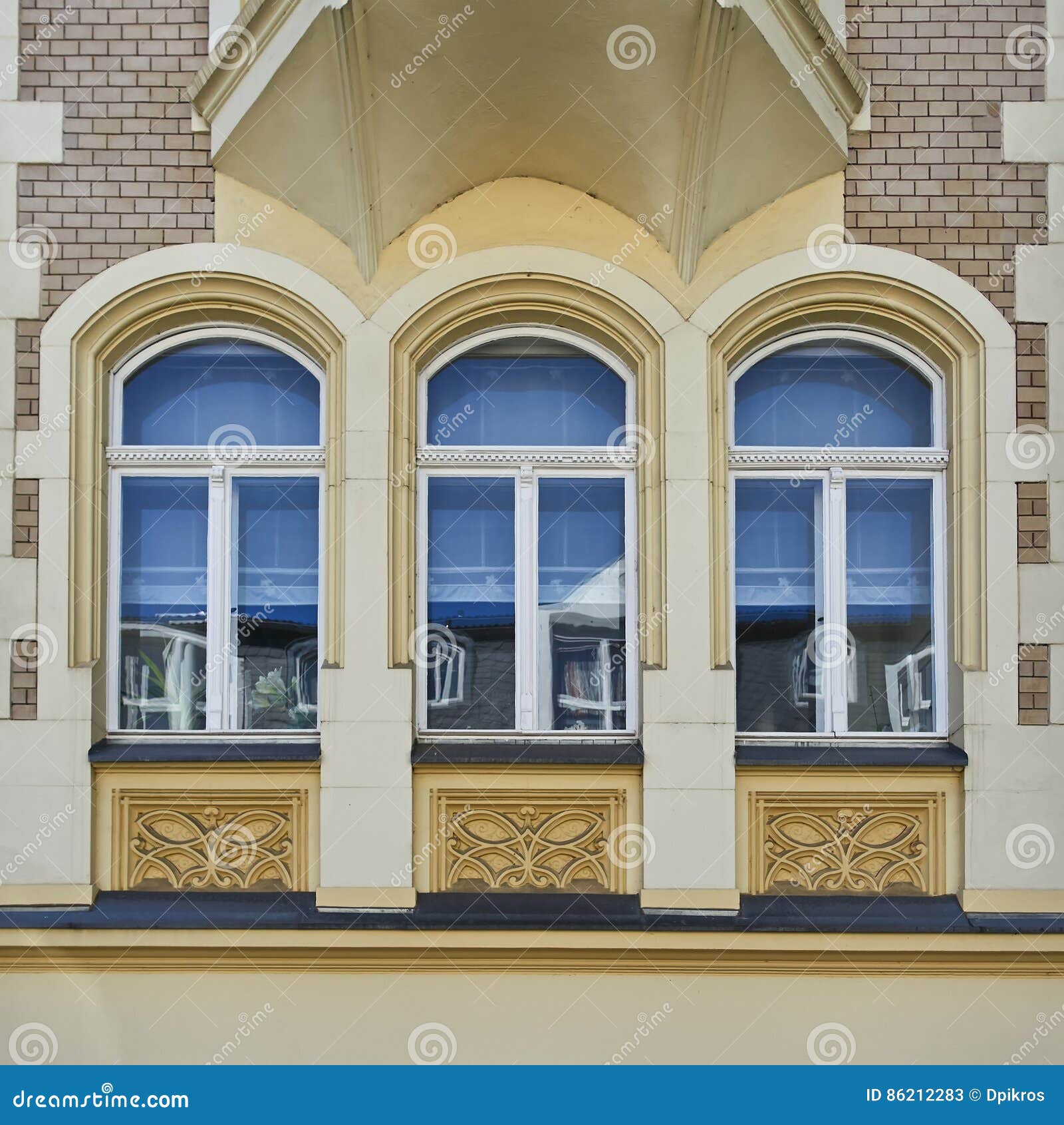 Triple Window of German House Stock Image - Image of ancient, grunge ...