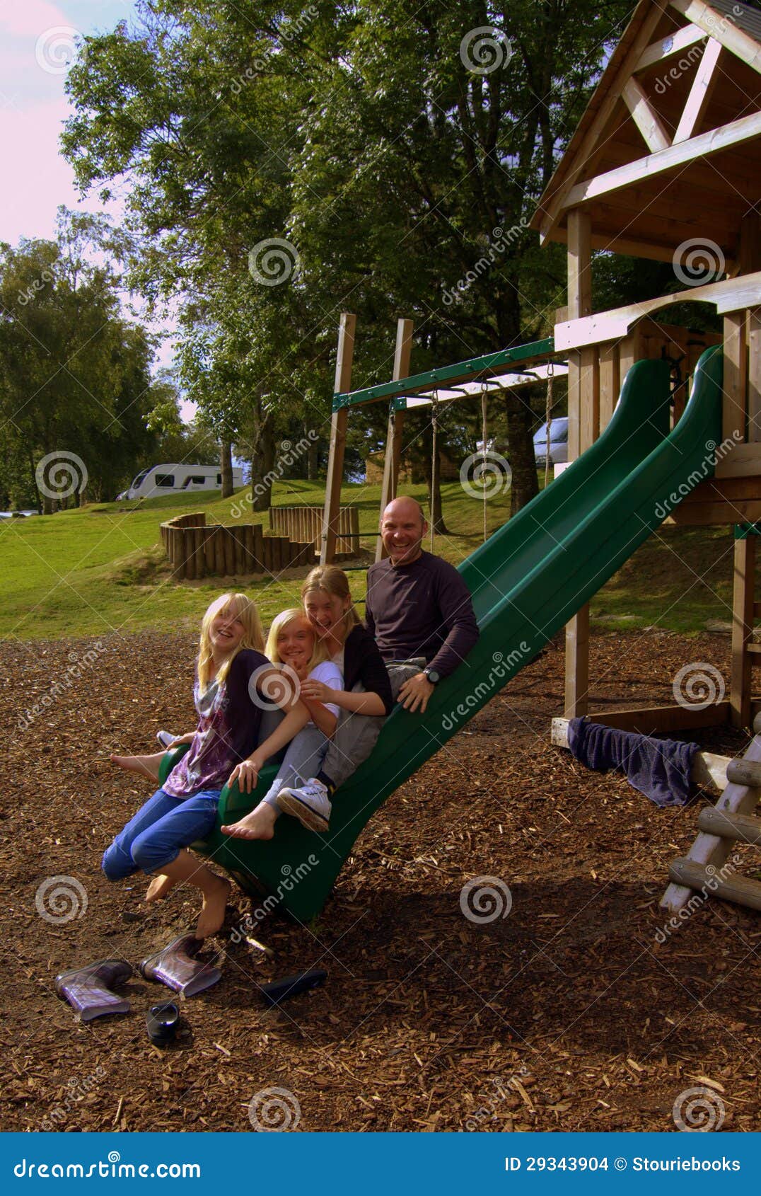 Triplets and Dad Having Fun Editorial Stock Image - Image of play ...