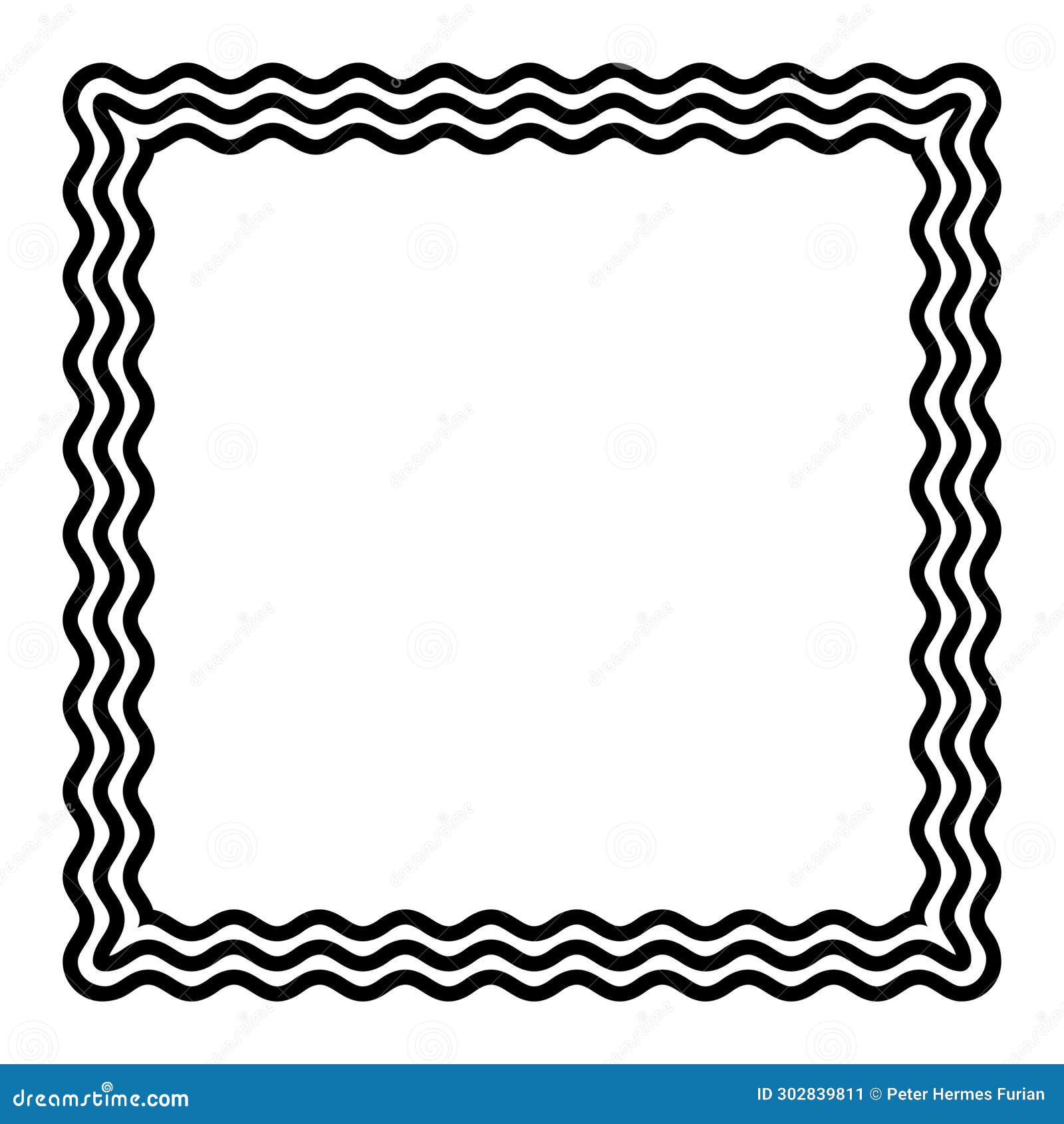 Three Bold Wavy Lines Forming a Black Square Shaped Frame Stock Vector ...