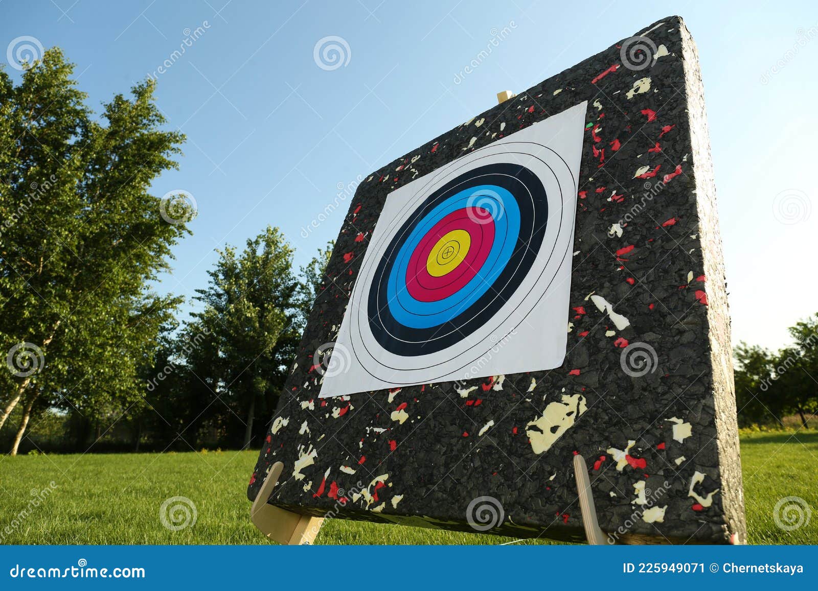 Tripod with Archery Target on Grass in Park Stock Image - Image of ...