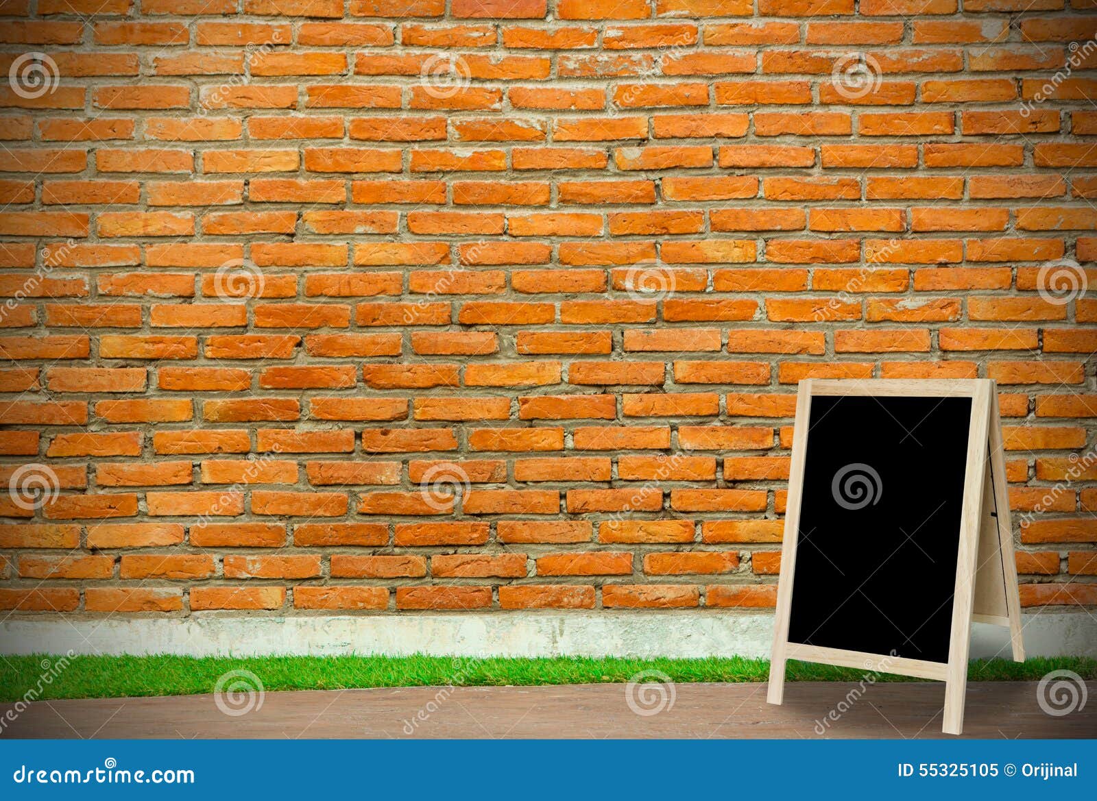 Tripod Blackboard in Interior Room with Molder Brick Wall Blackground ...