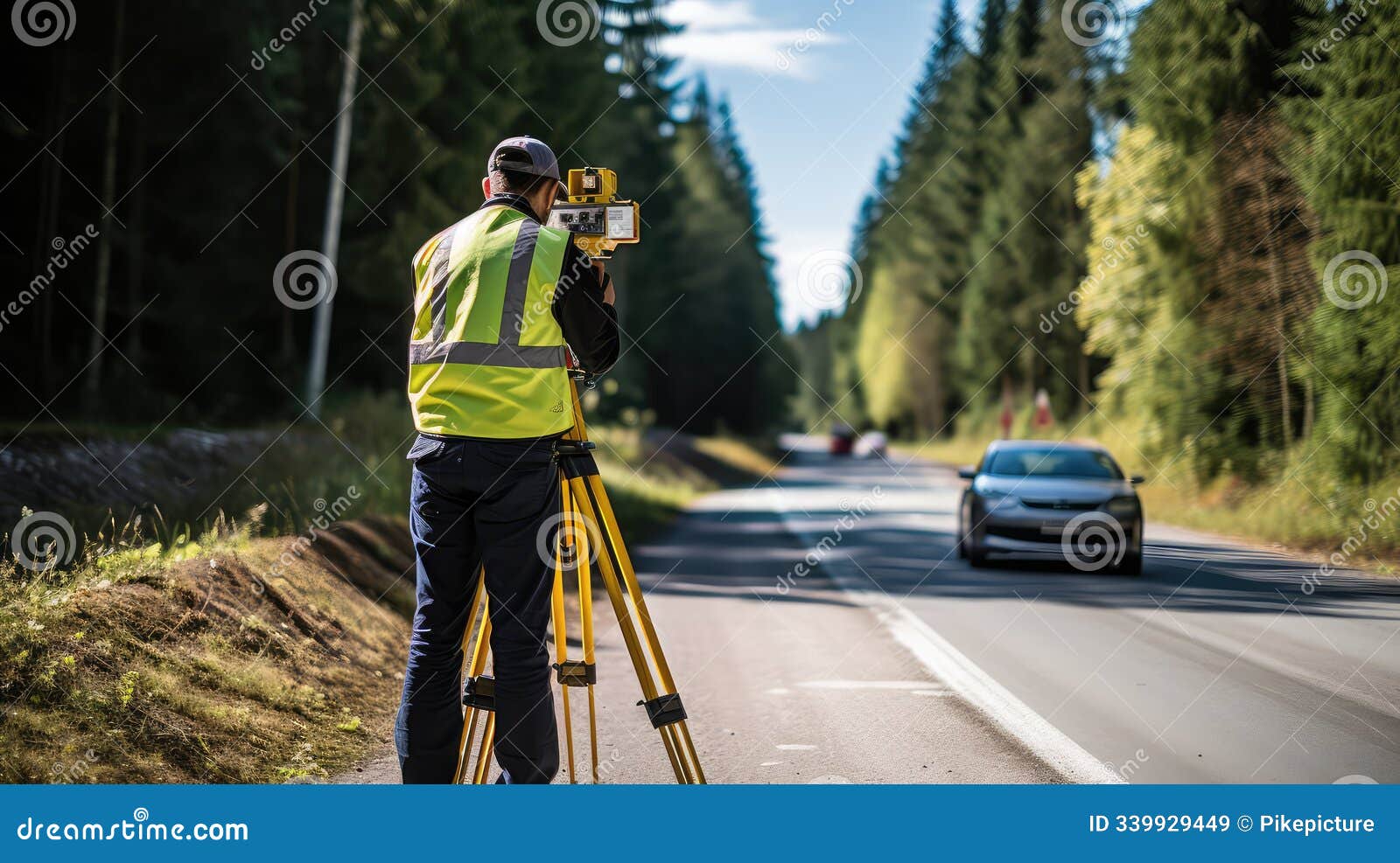 Tripod road surveying stock illustration. Illustration of equipment - 339929449