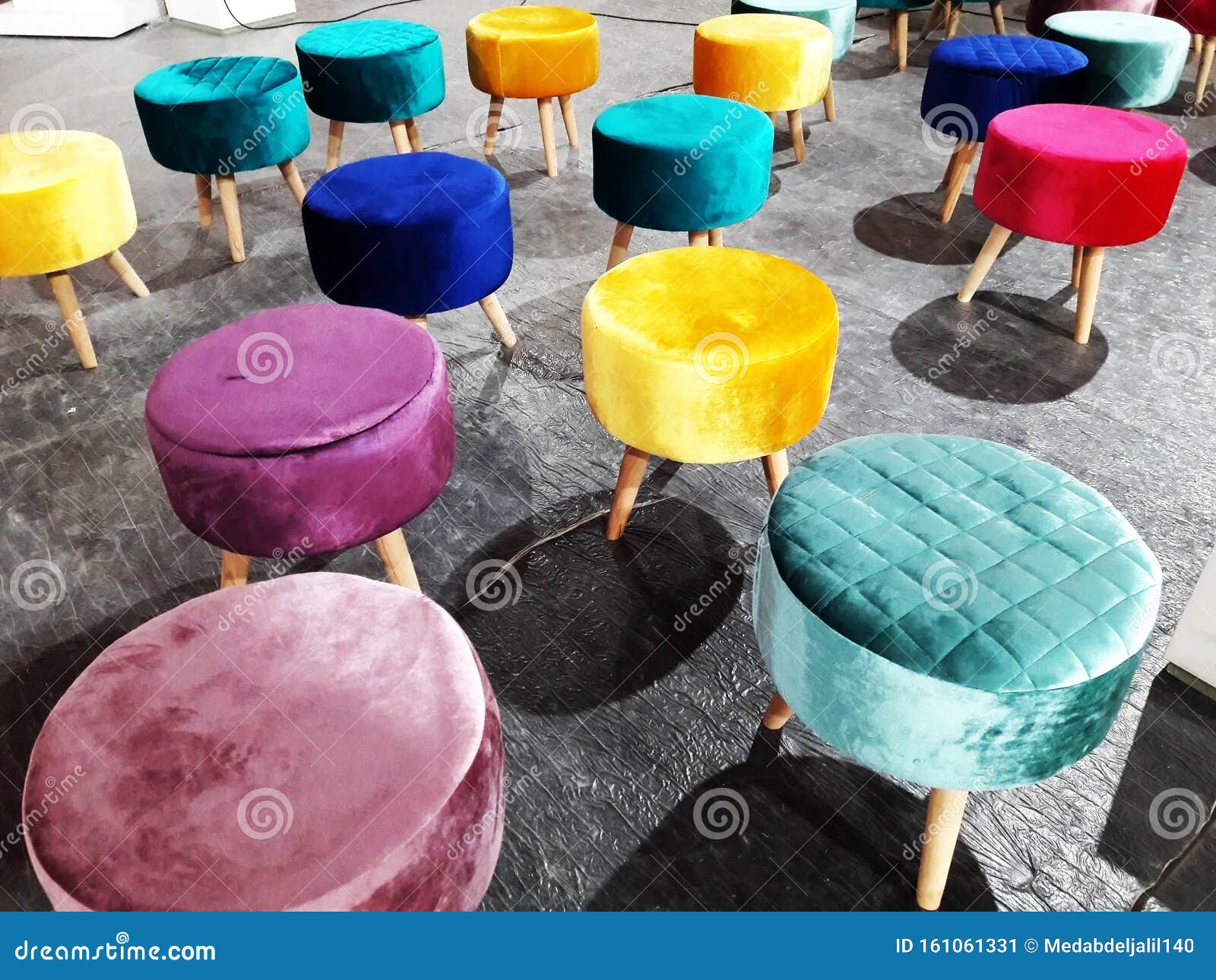 Three Legged Stools with Texture in Different Colours Stock Image ...