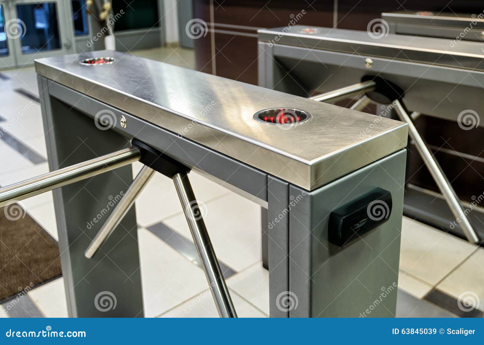 The Tripod Turnstile with Electronic Card Reader Stock Image - Image of ...