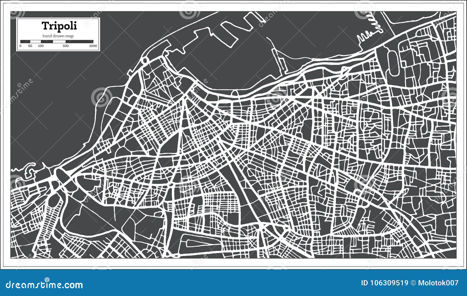 Tripoli Libya City Map In Retro Style In Golden Color. Outline Map ...