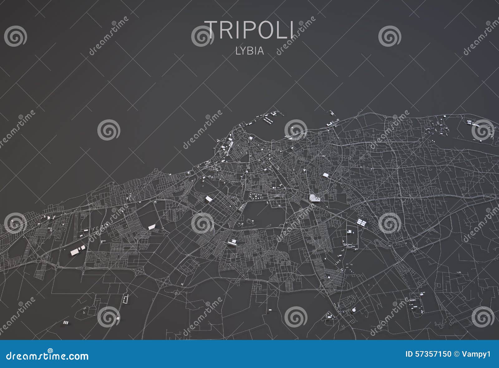 Tripoli Map, Libya, Satellite View Stock Photo | CartoonDealer.com ...