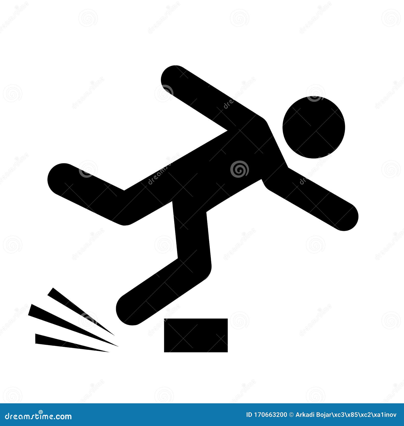 Warning Tripping Hazard Symbol Sign ,Vector Illustration, Isolate On ...