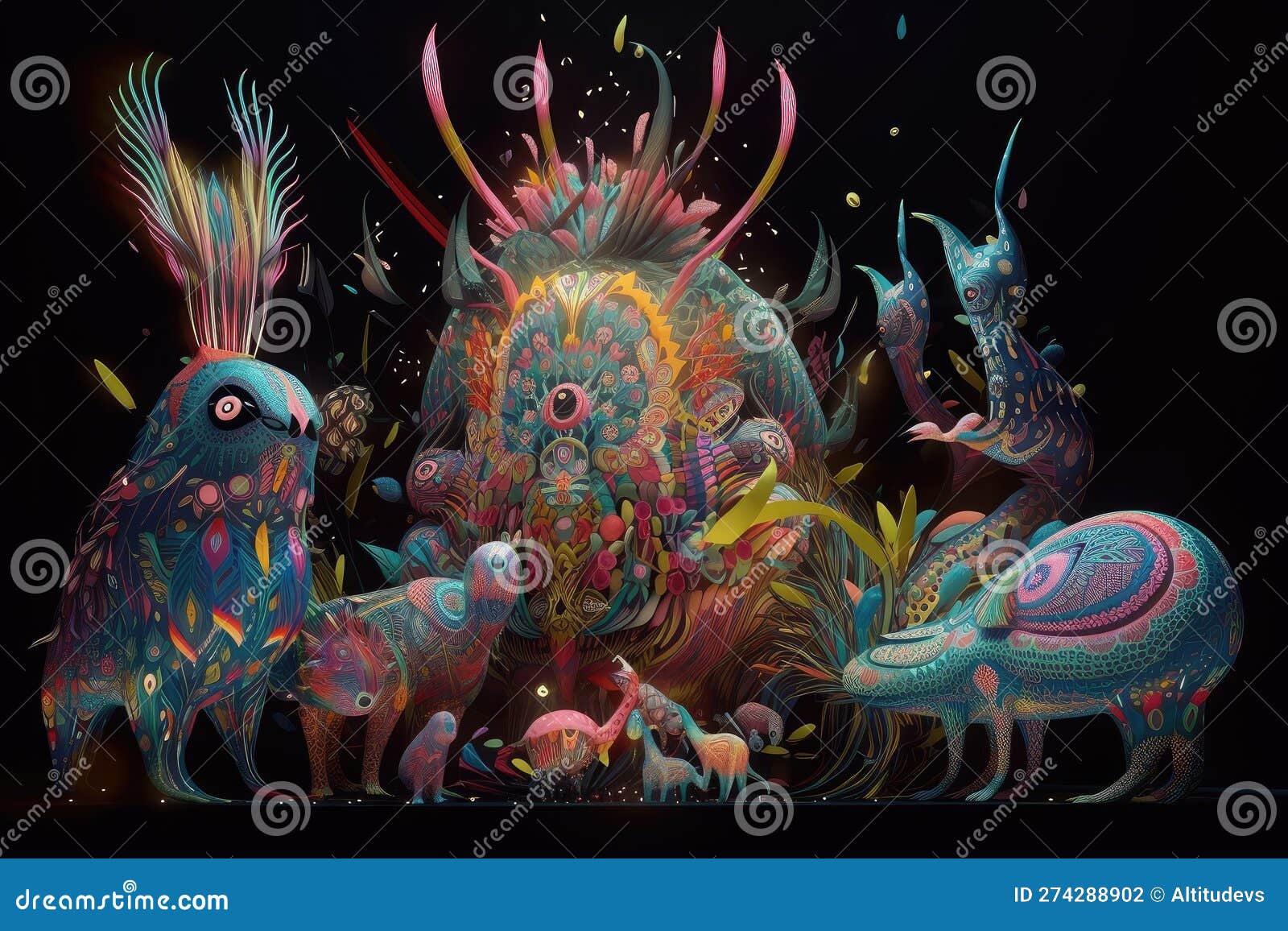 Trippy Animated Sequence of Trippy Animals and Creatures Performing ...