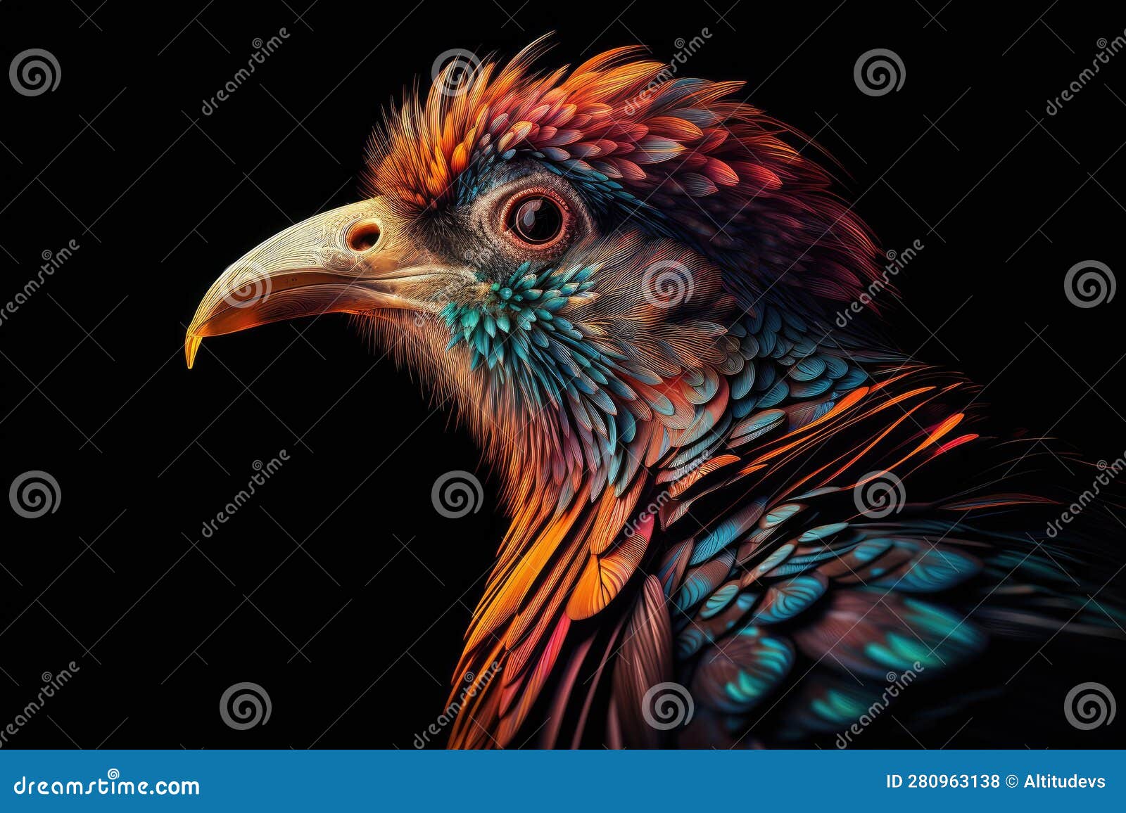 Trippy Bird with Psychedelic Patterns on Its Feathers Stock ...