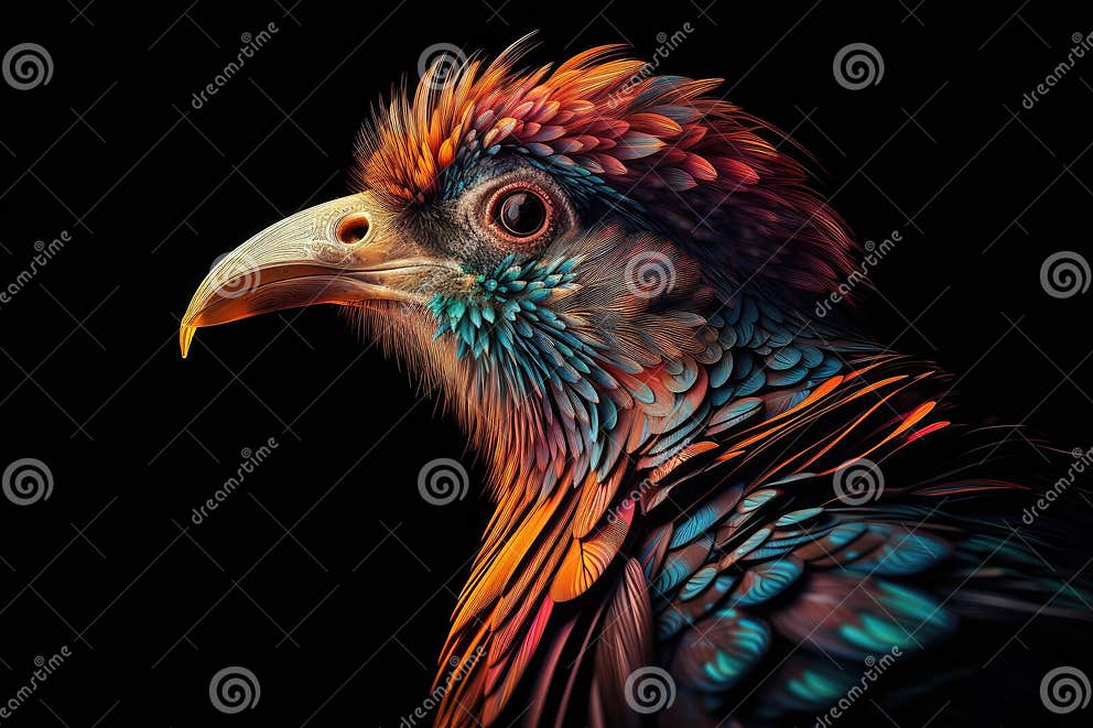 Trippy Bird with Psychedelic Patterns on Its Feathers Stock ...