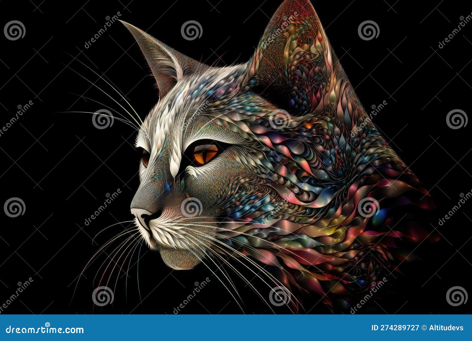 Trippy Cat, Rotating and Morphing into Other Shapes and Forms Stock ...