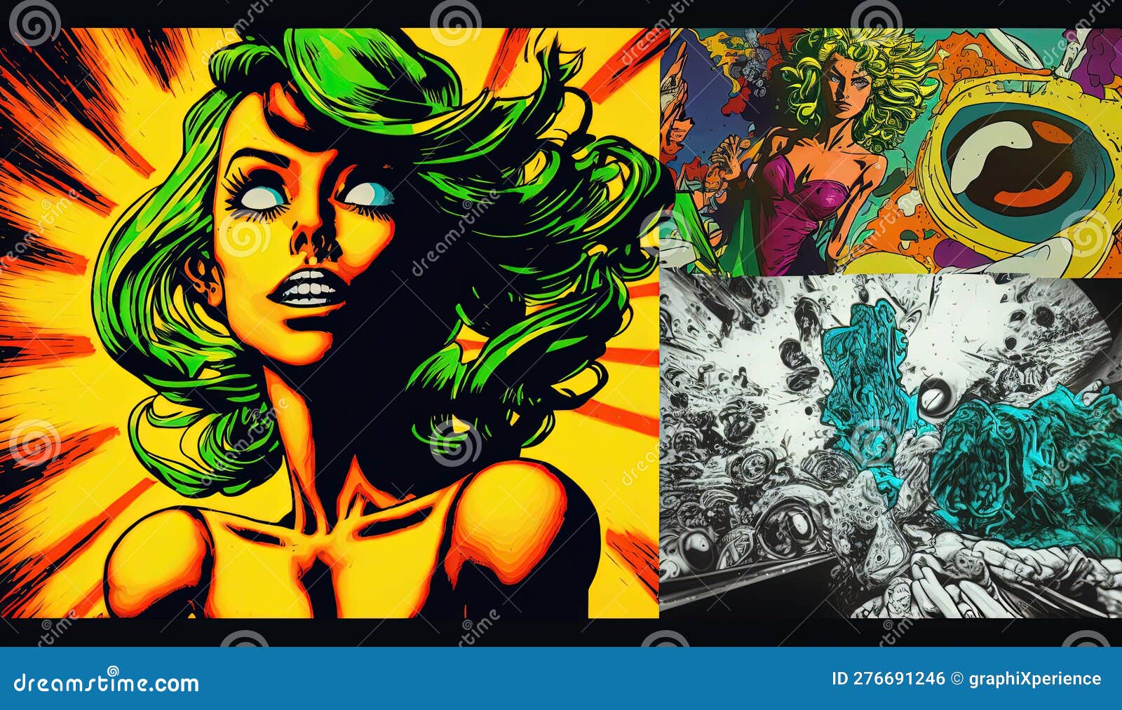 Trippy Comic Collage stock illustration. Illustration of combines ...