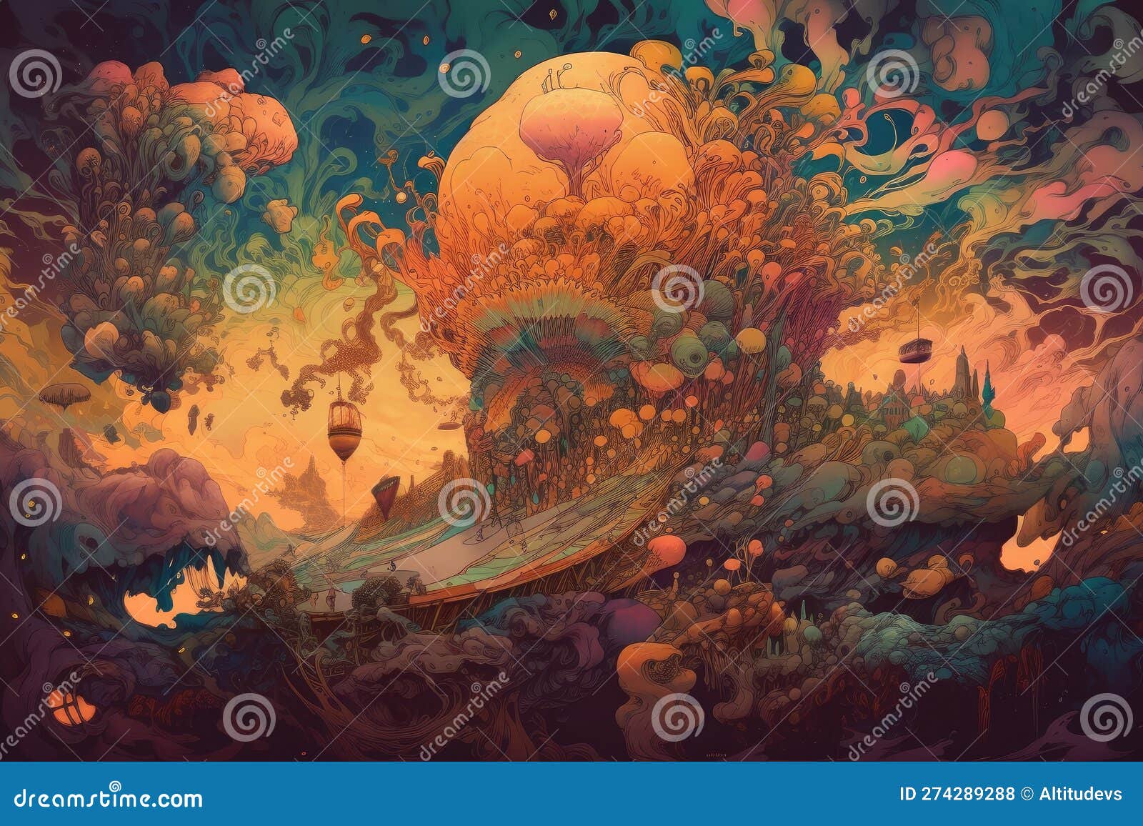 Trippy Creature, with Its Body Made of Multiple Creatures and Elements ...