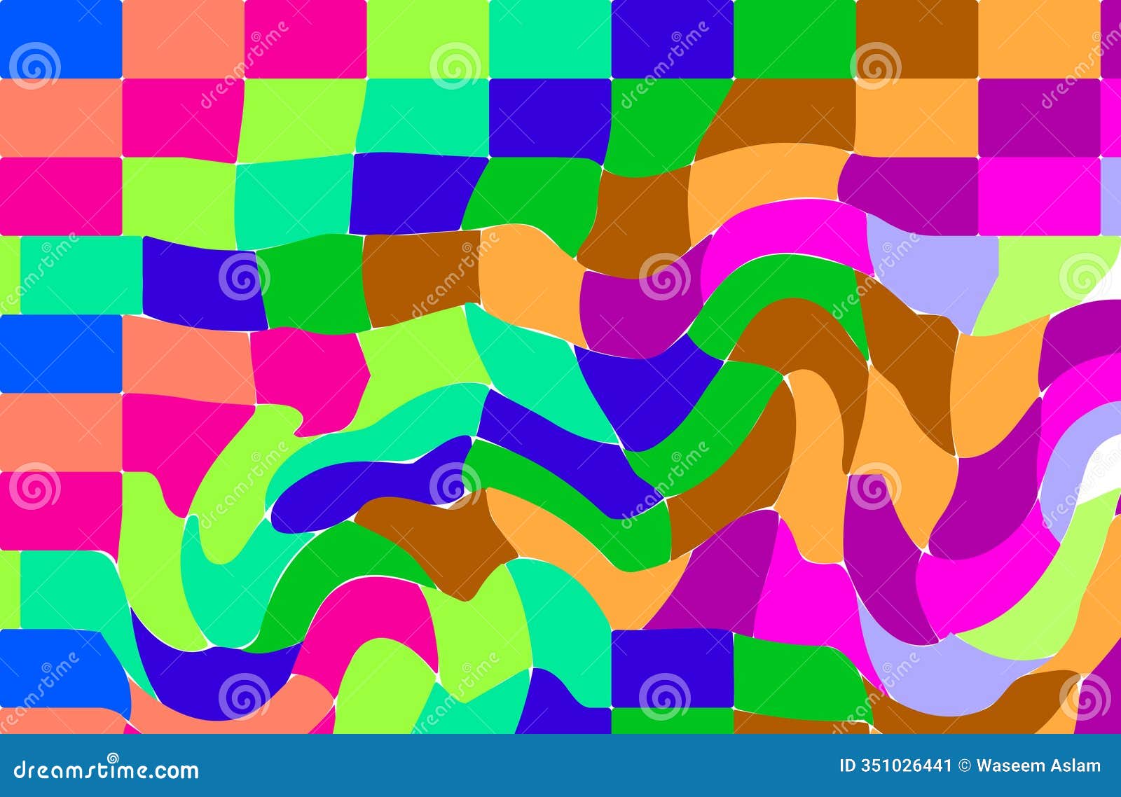 Trippy Grid Seamless Pattern With Daisy Flowers In 1960 Style. Childish ...