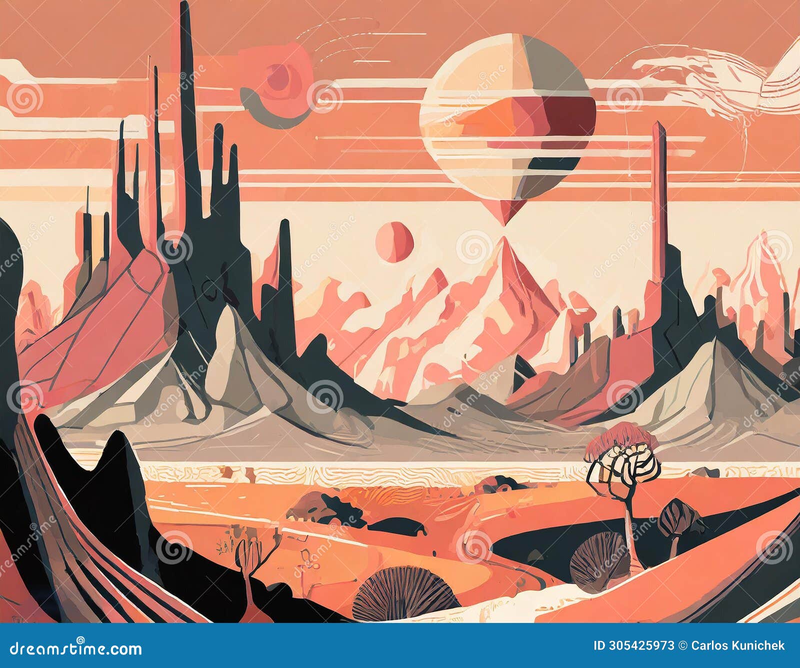 Trippy Landscape, Peach Tones, Sci-fi - Generated by Ai Stock ...