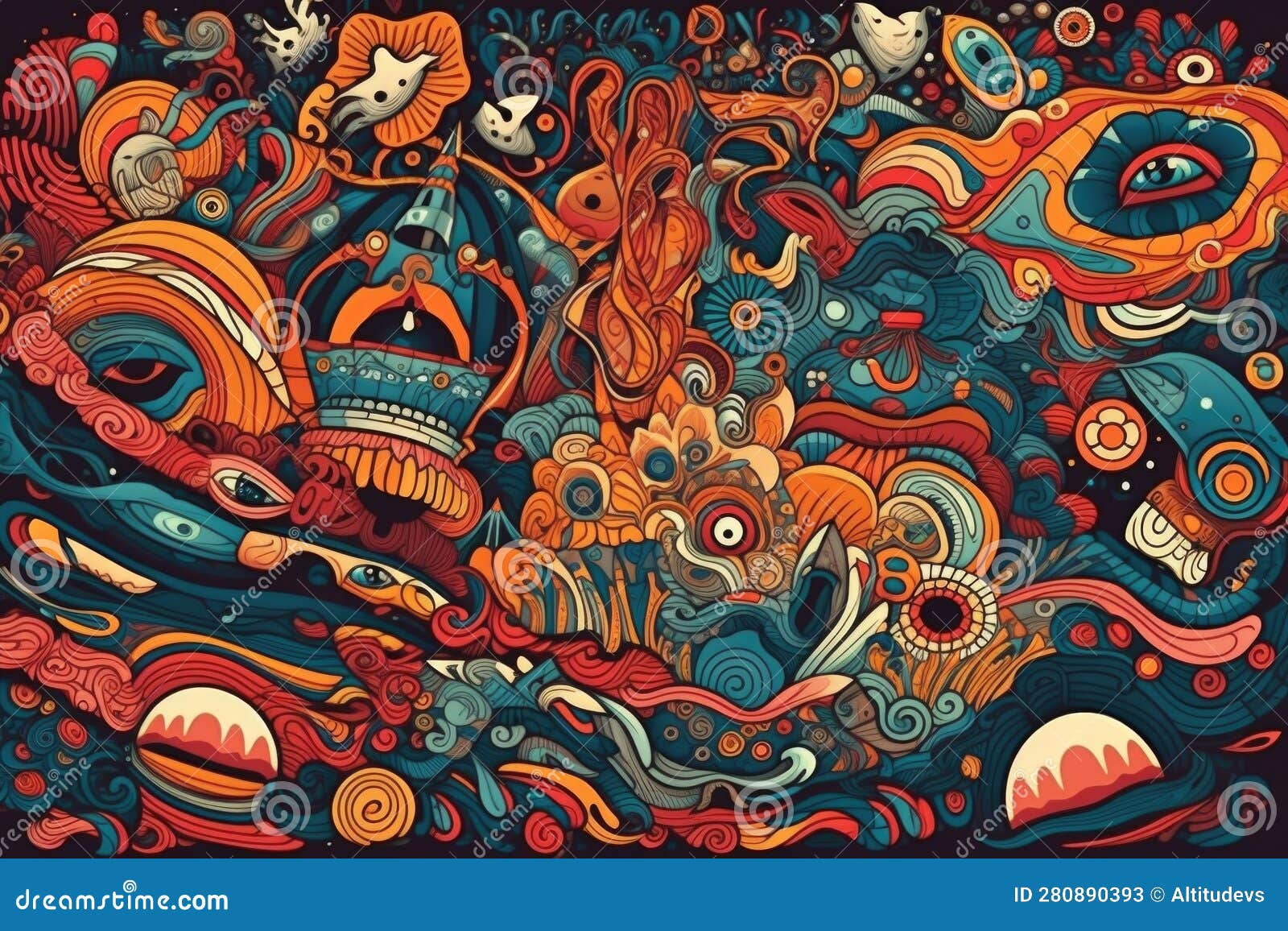 Trippy Poster with Psychedelic Colors and Patterns for Party or Event ...