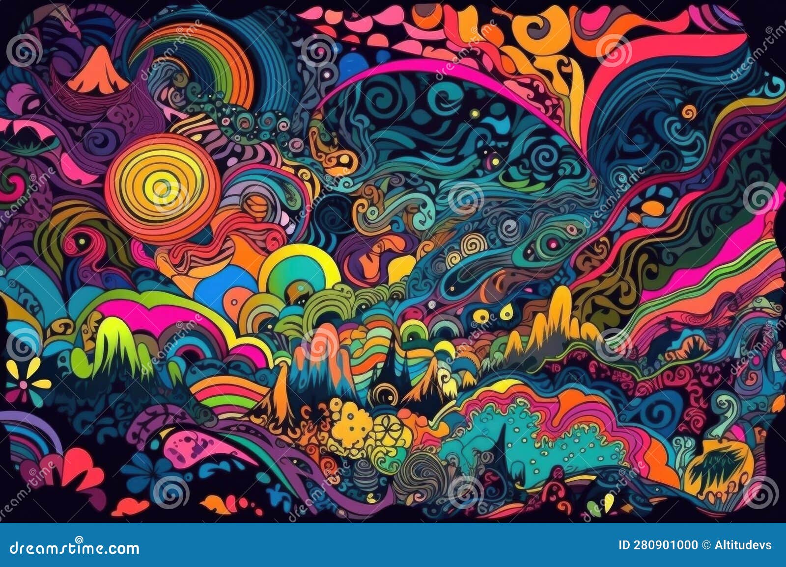 Trippy Poster with Psychedelic Colors and Patterns for Party or Event ...
