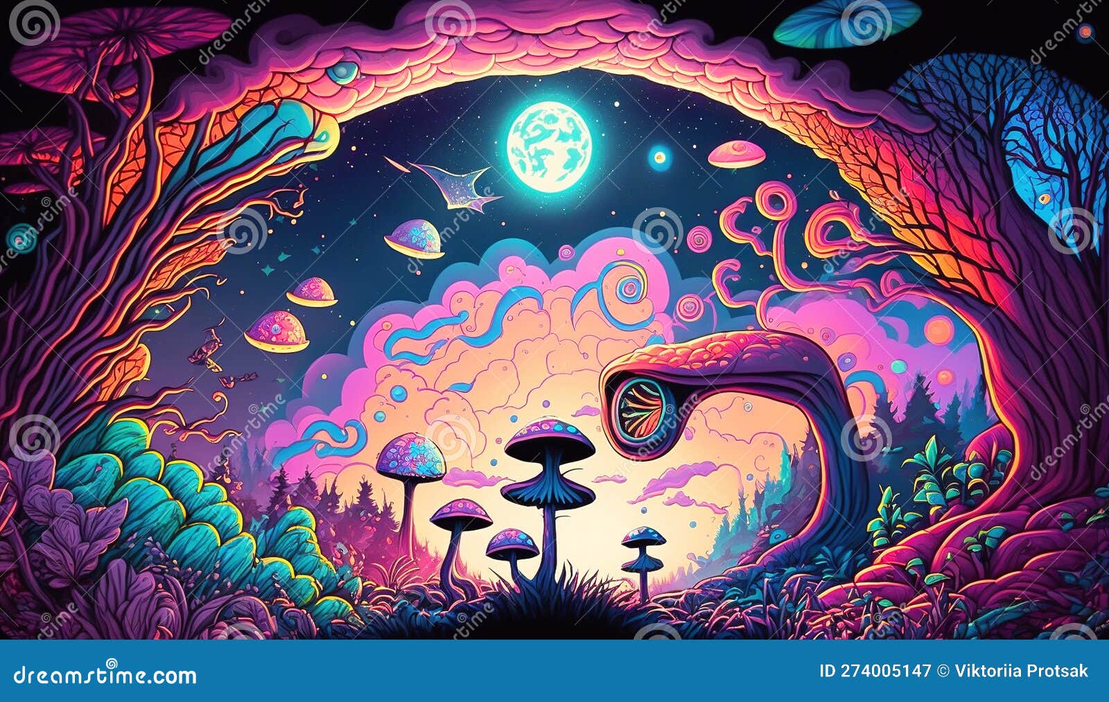Trippy and Psychedelic Artwork in Retro Hippie Style, Generative AI ...