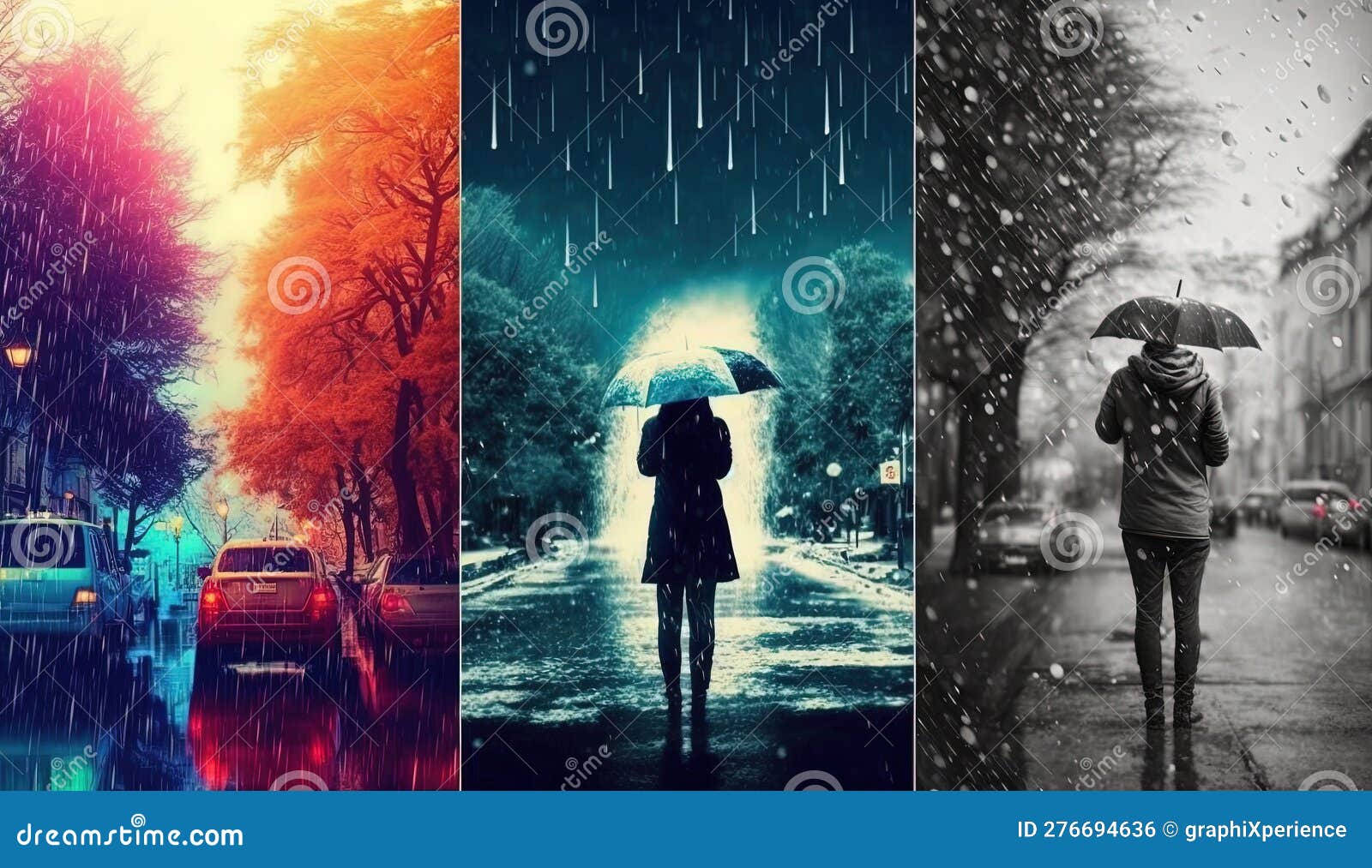 Trippy Rain Reflections Collage Stock Illustration - Illustration of ...