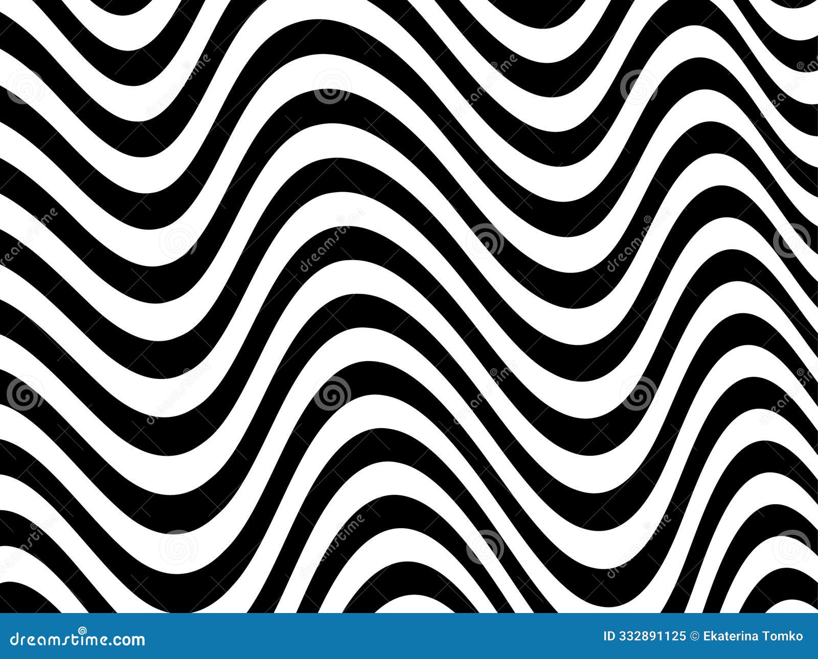 Trippy Strip Pattern. Horizontal Background With Black And White Curved ...