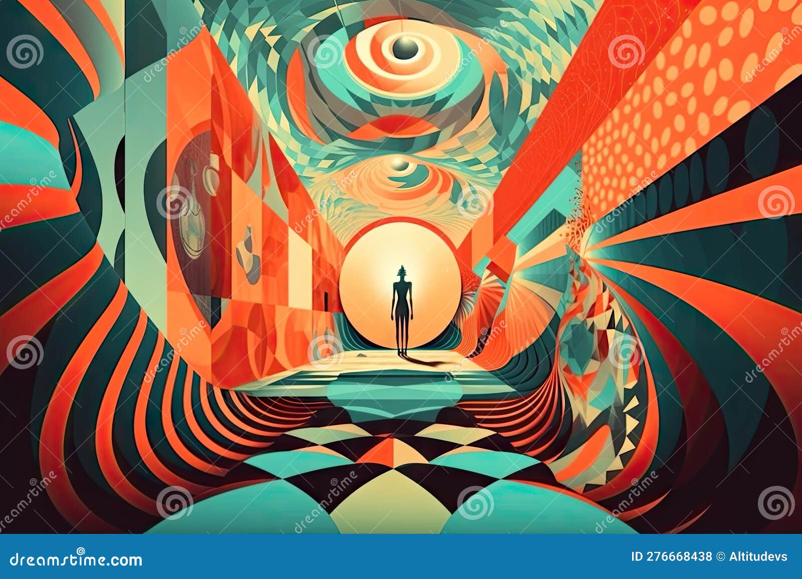 Trippy and Surreal Scene with Optical Illusions, Bizarre Patterns, and ...