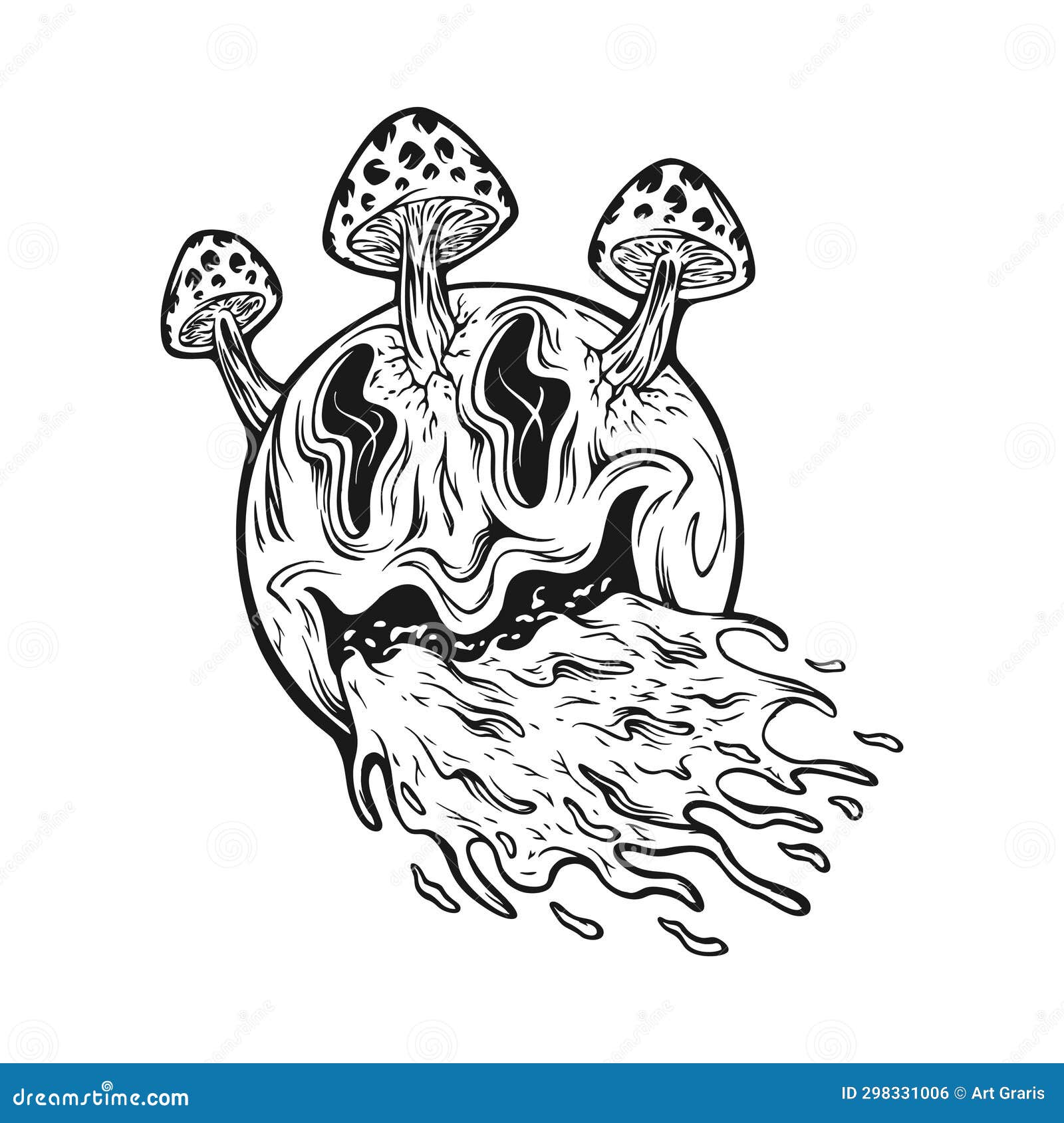 Trippy Toadstool Dripping Emoji Silhouette Vector Illustration ...