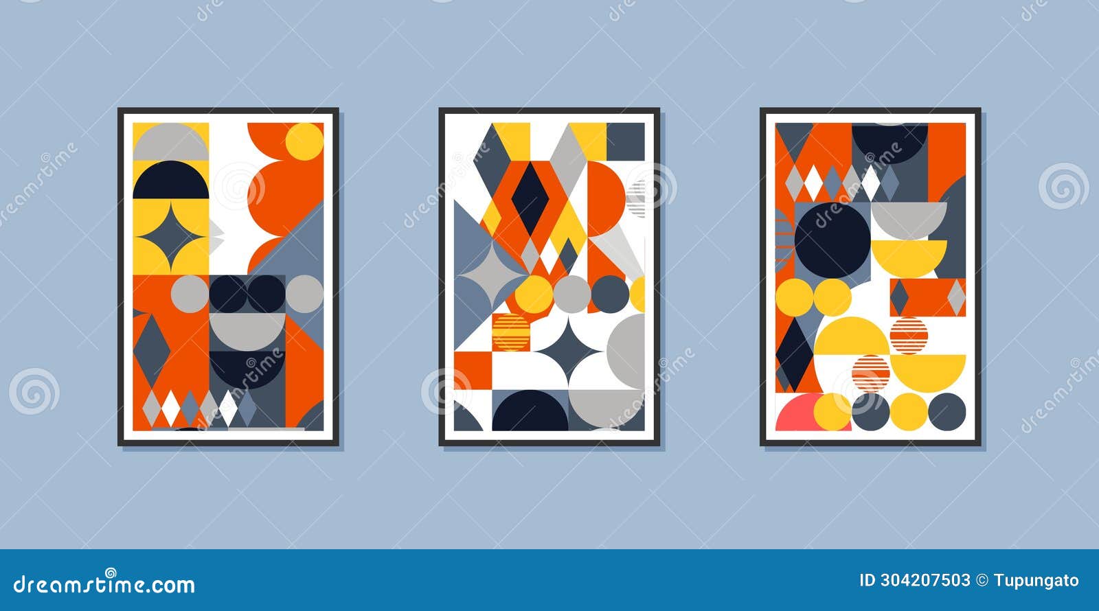 Triptych of Modern Art - Three Paintings Stock Vector - Illustration of ...