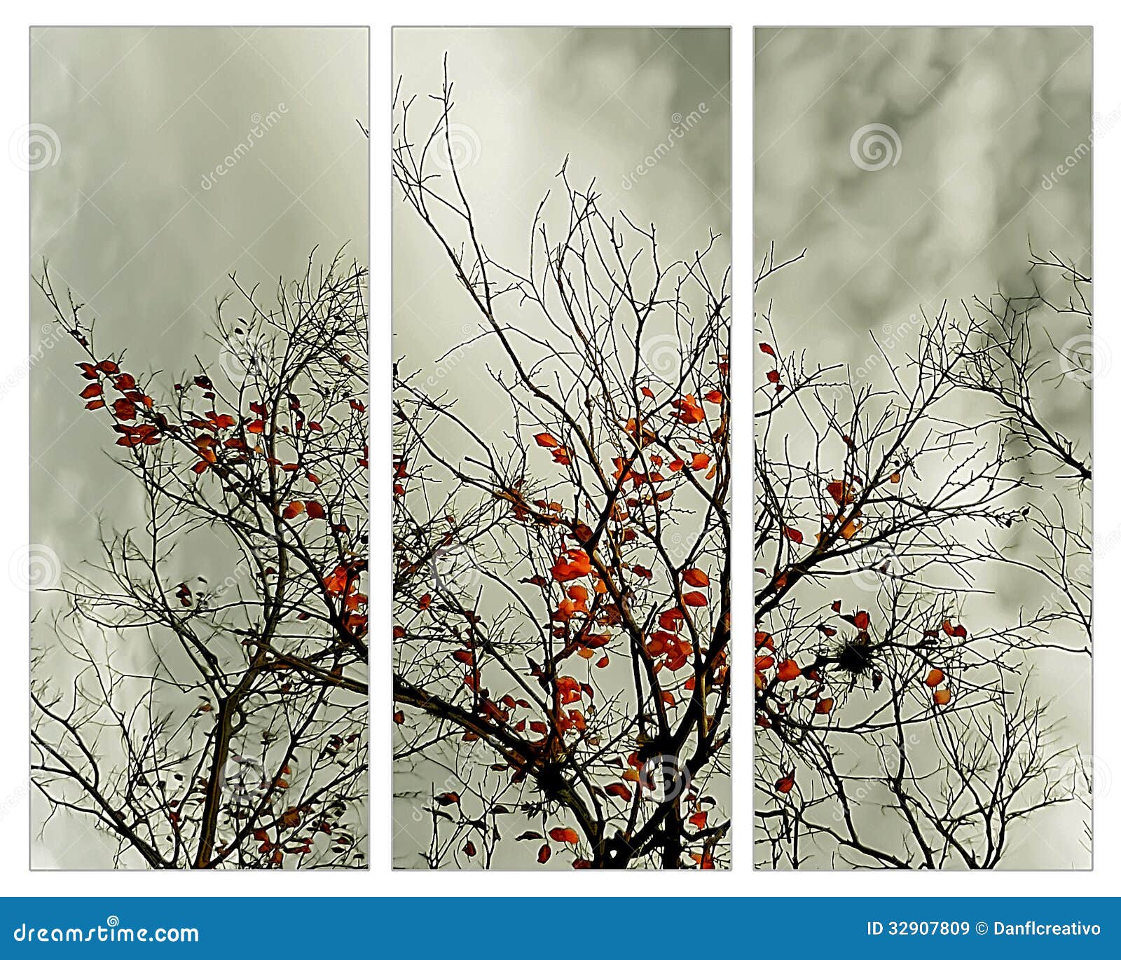 Triptyque Avec Le Motif Naturel Image stock - Image du peinture ...