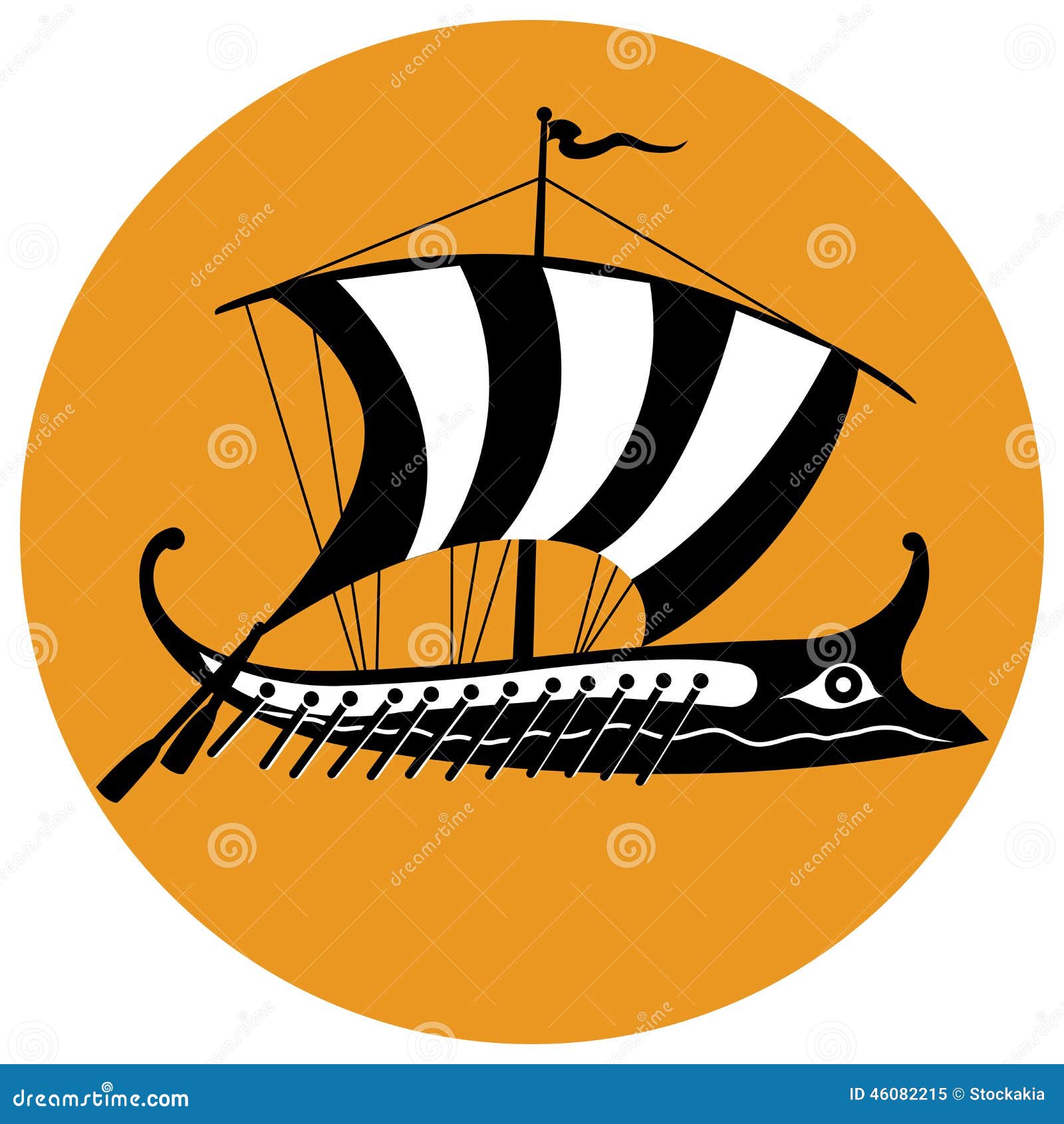 Ancient Greek Trireme Ship. Vector Illustration Stock Vector ...