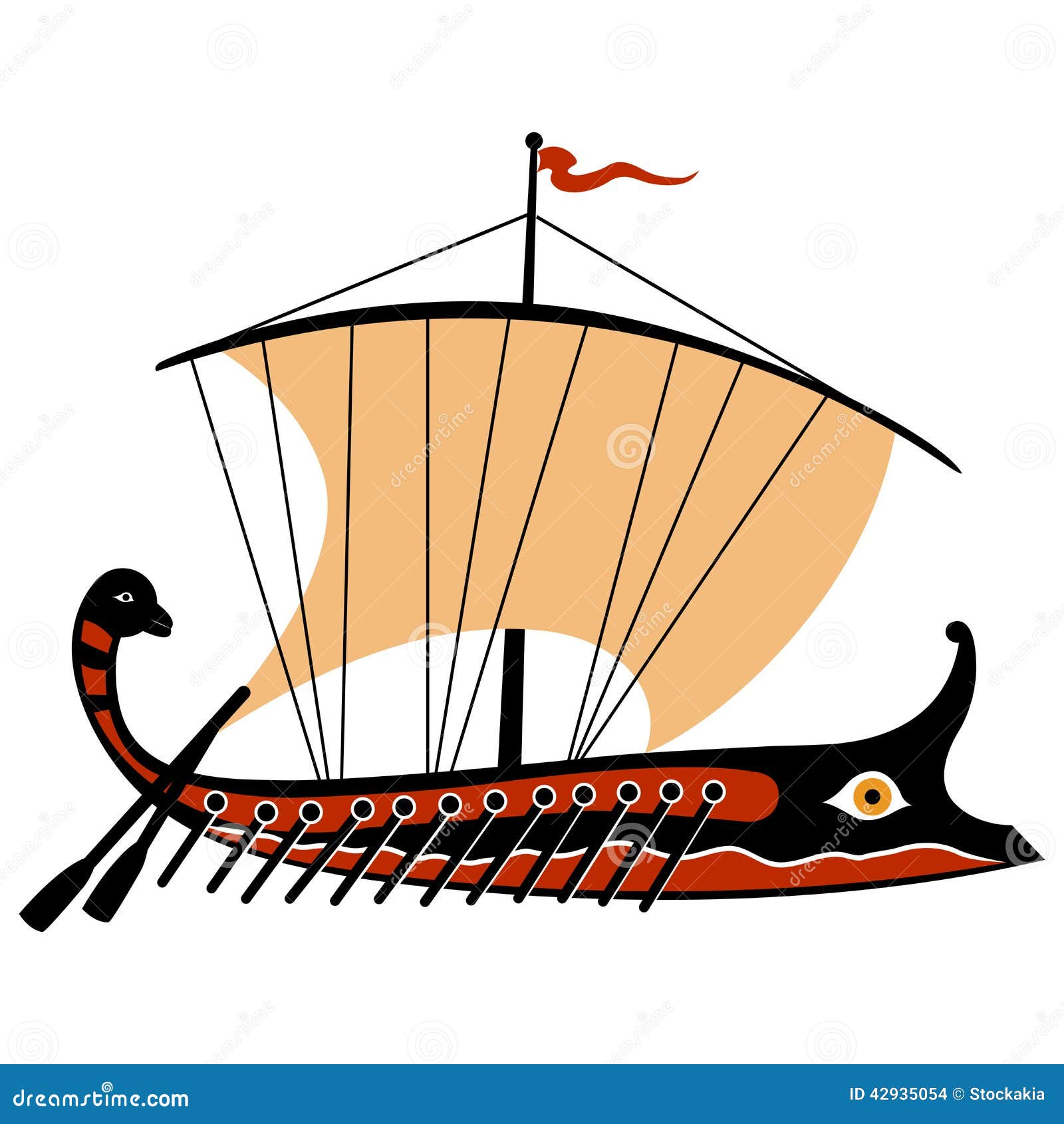 Trireme greco illustrazione vettoriale. Illustrazione di mitologia ...