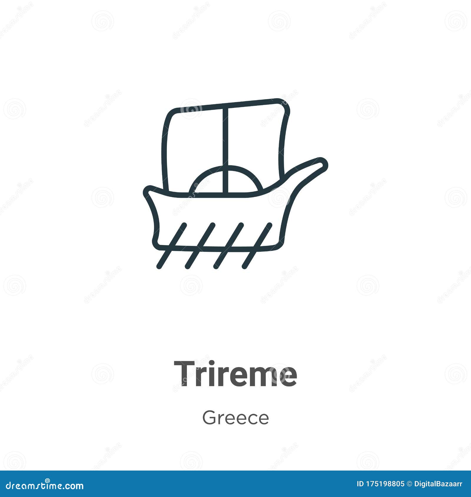 Outline Trireme Vector Icon. Isolated Black Simple Line Element Illustration From Greece Concept ...