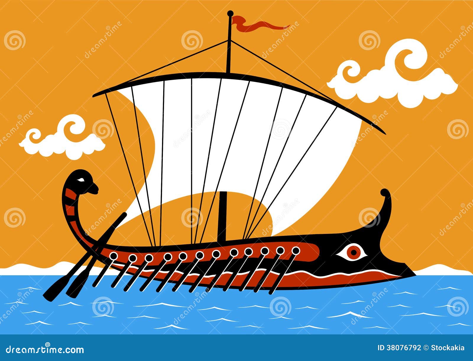 Trirreme Del Griego Clásico Ilustración del Vector - Ilustración de ...