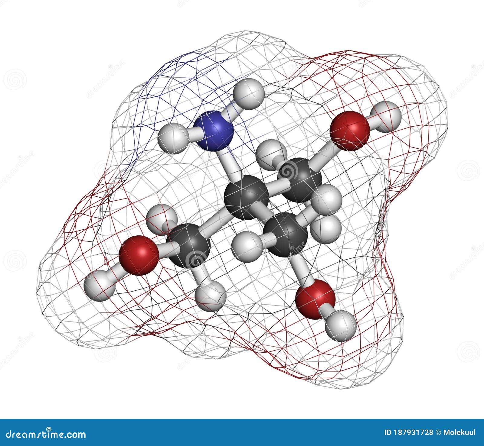Tris Buffering Agent Molecule. Also Known As Tromethamine. 3D Rendering ...