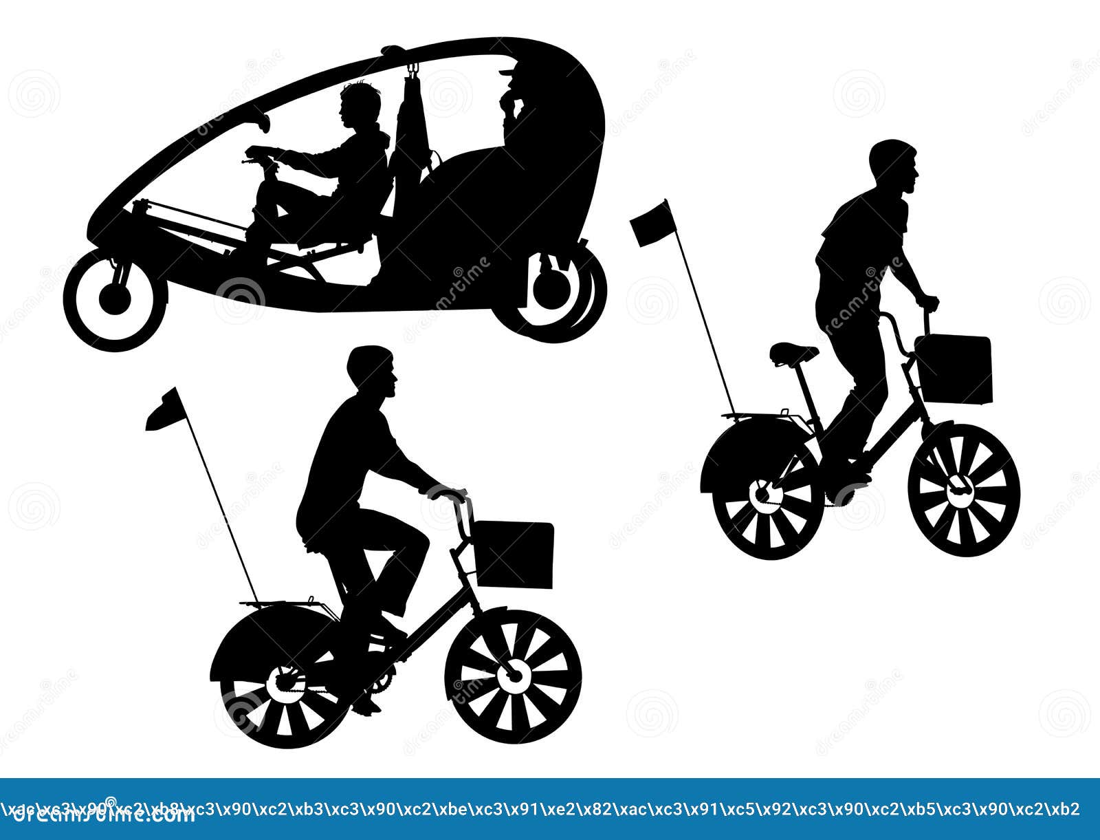 Trishaw stock vector. Illustration of activity, silhouette - 10302787