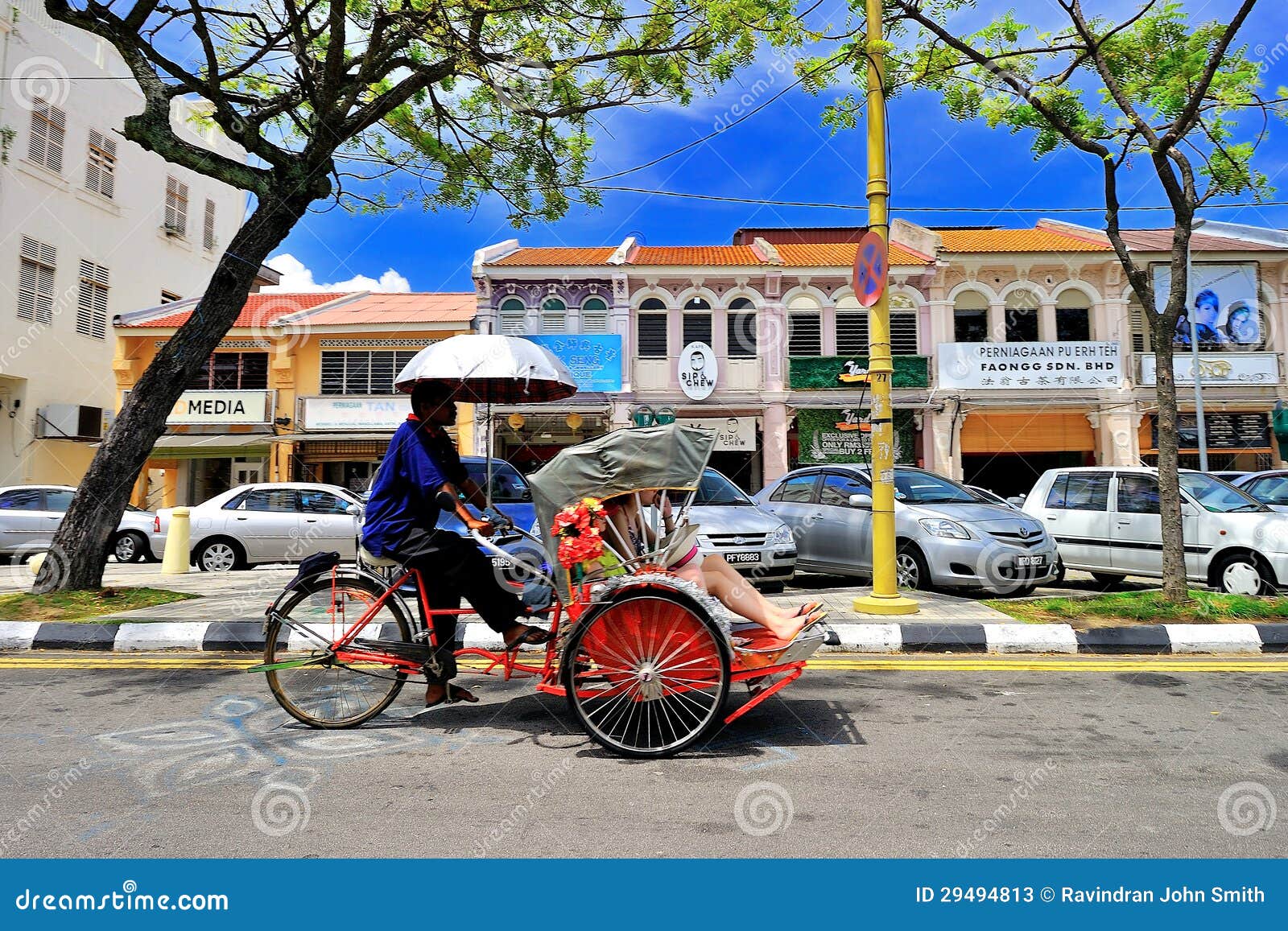 Trishaw ride editorial stock photo. Image of georgetown - 29494813